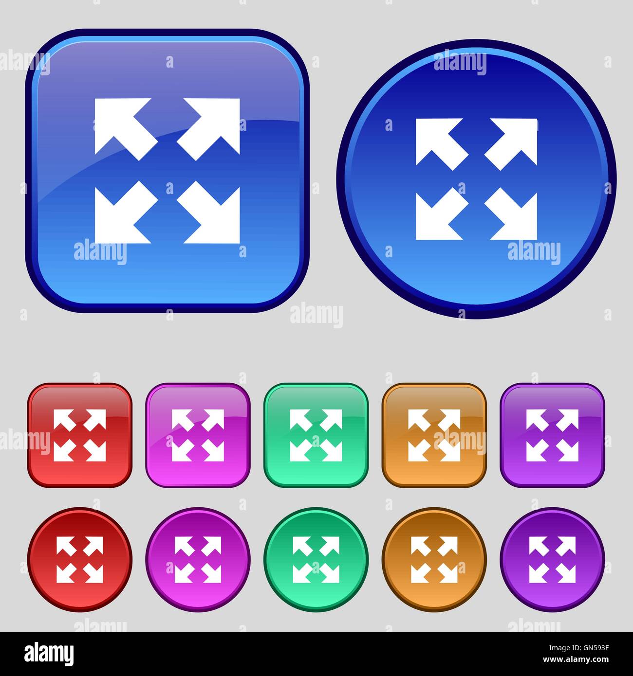 Full screen icon sign. A set of twelve vintage buttons for your design ...