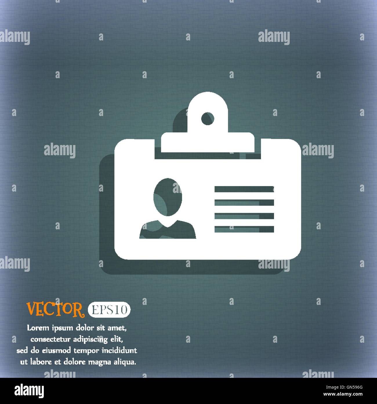 Identification card icon. On the blue-green abstract background with ...