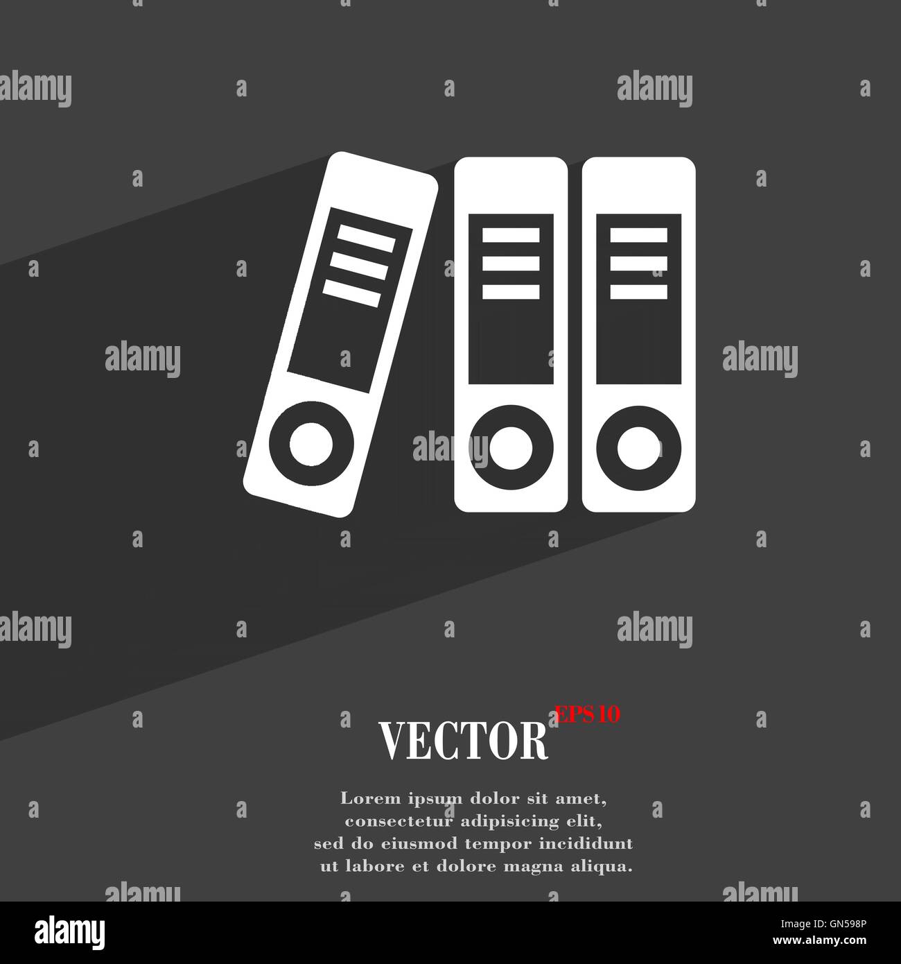 binders symbol Flat modern web design with long shadow and space for ...