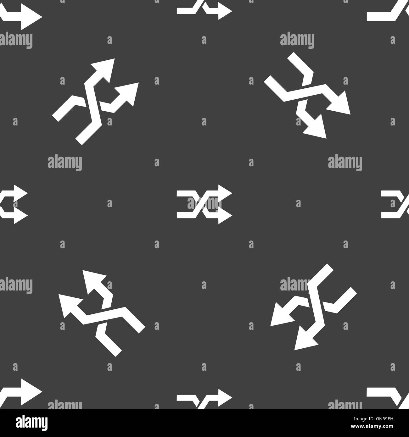 shuffle icon sign. Seamless pattern on a gray background. Vector Stock ...