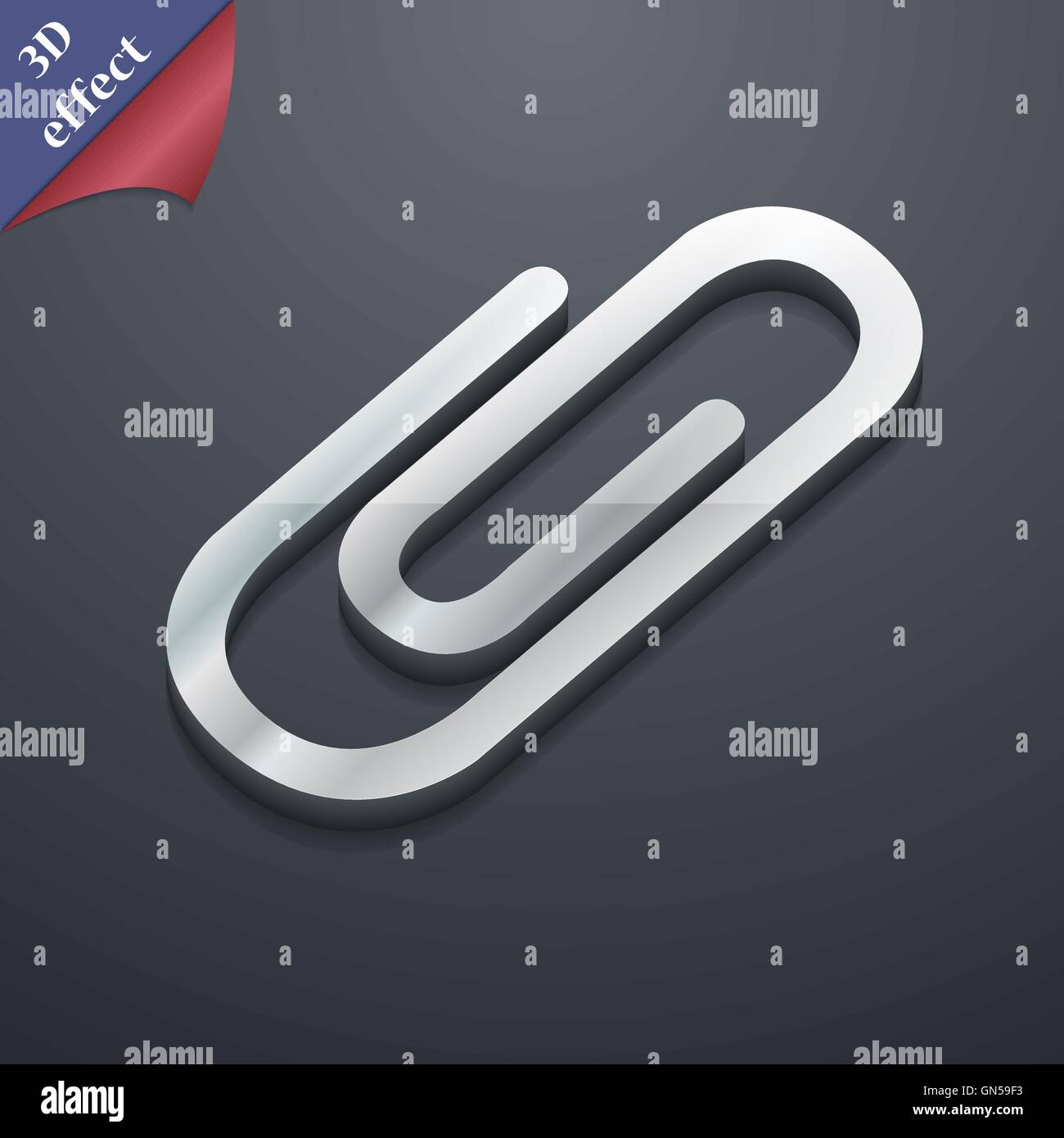 Paper clip icon symbol. 3D style. Trendy, modern design with space for ...