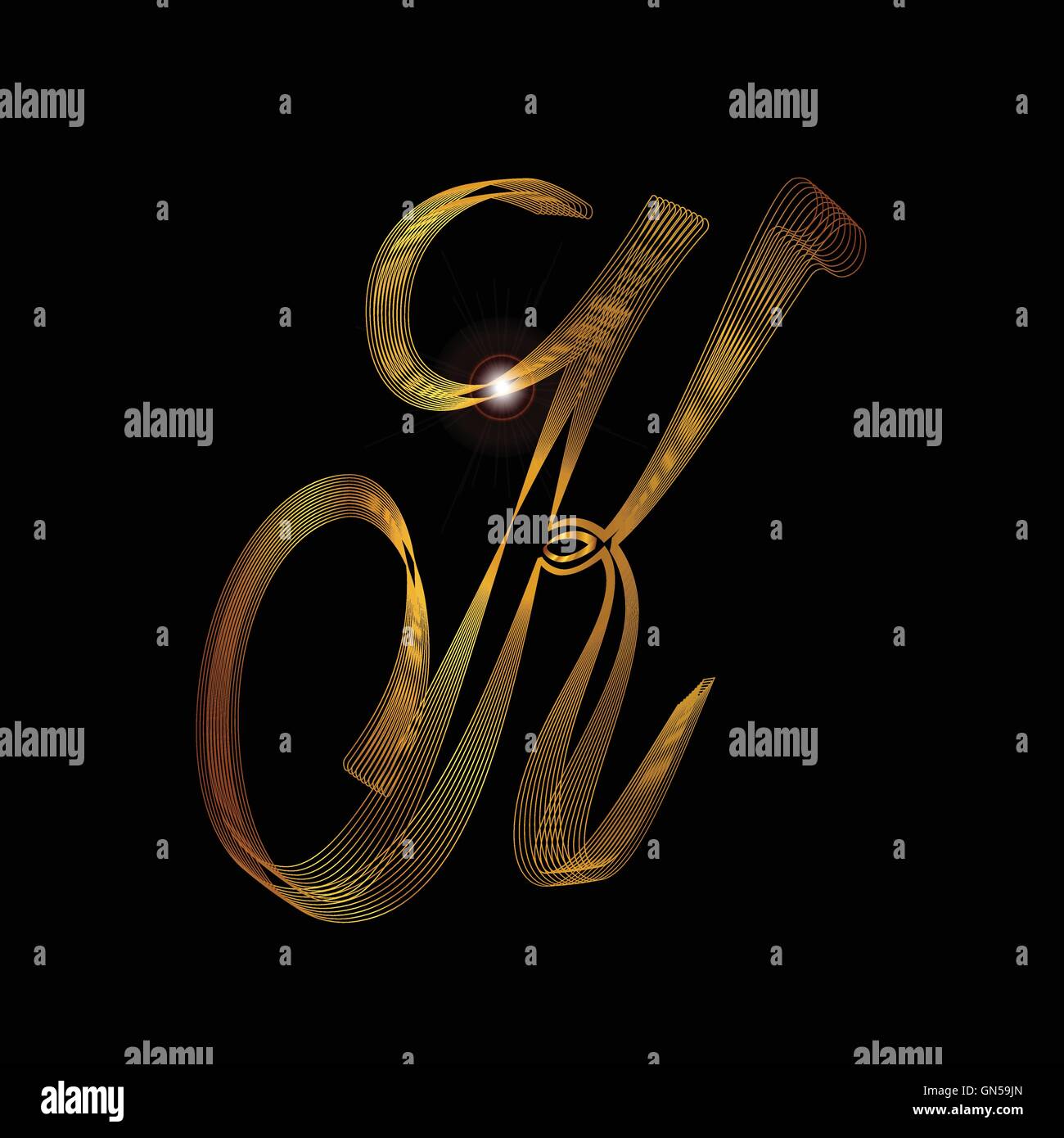 Letter K In Gold Stock Vector Image & Art - Alamy