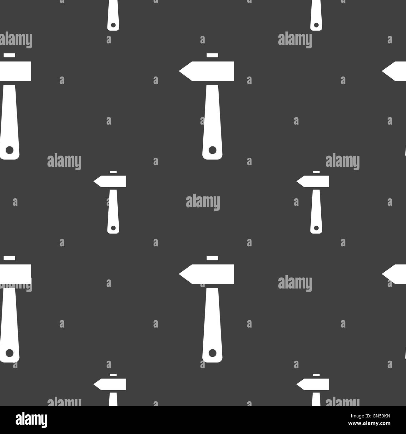 hammer icon sign. Seamless pattern on a gray background. Vector Stock ...