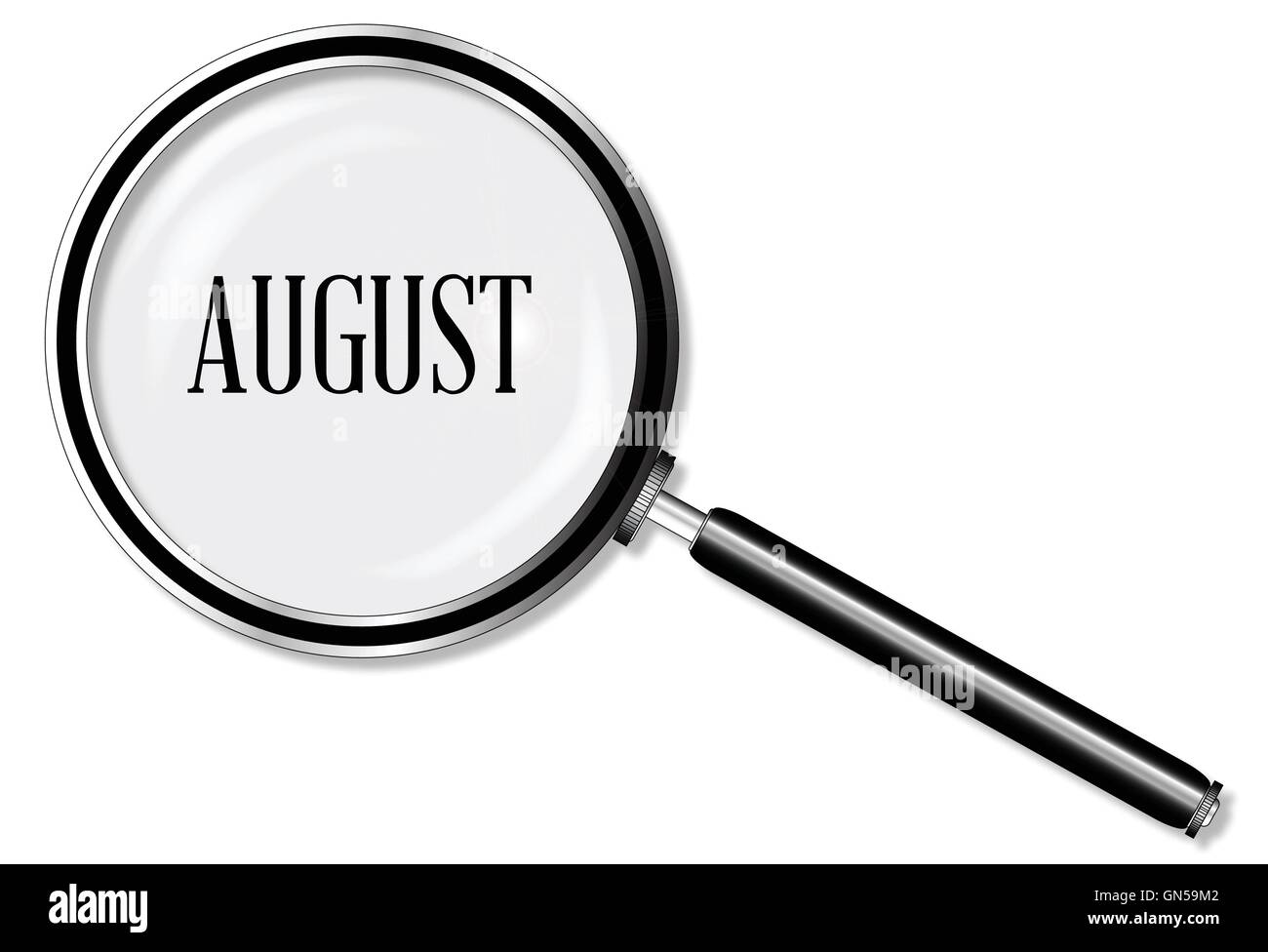 August Magnifying Glass Stock Vector Image & Art - Alamy