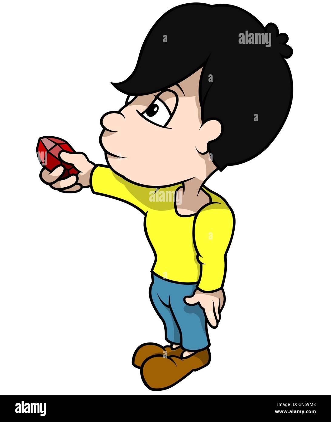 Boy Holding Red Diamond Stock Vector Image & Art - Alamy