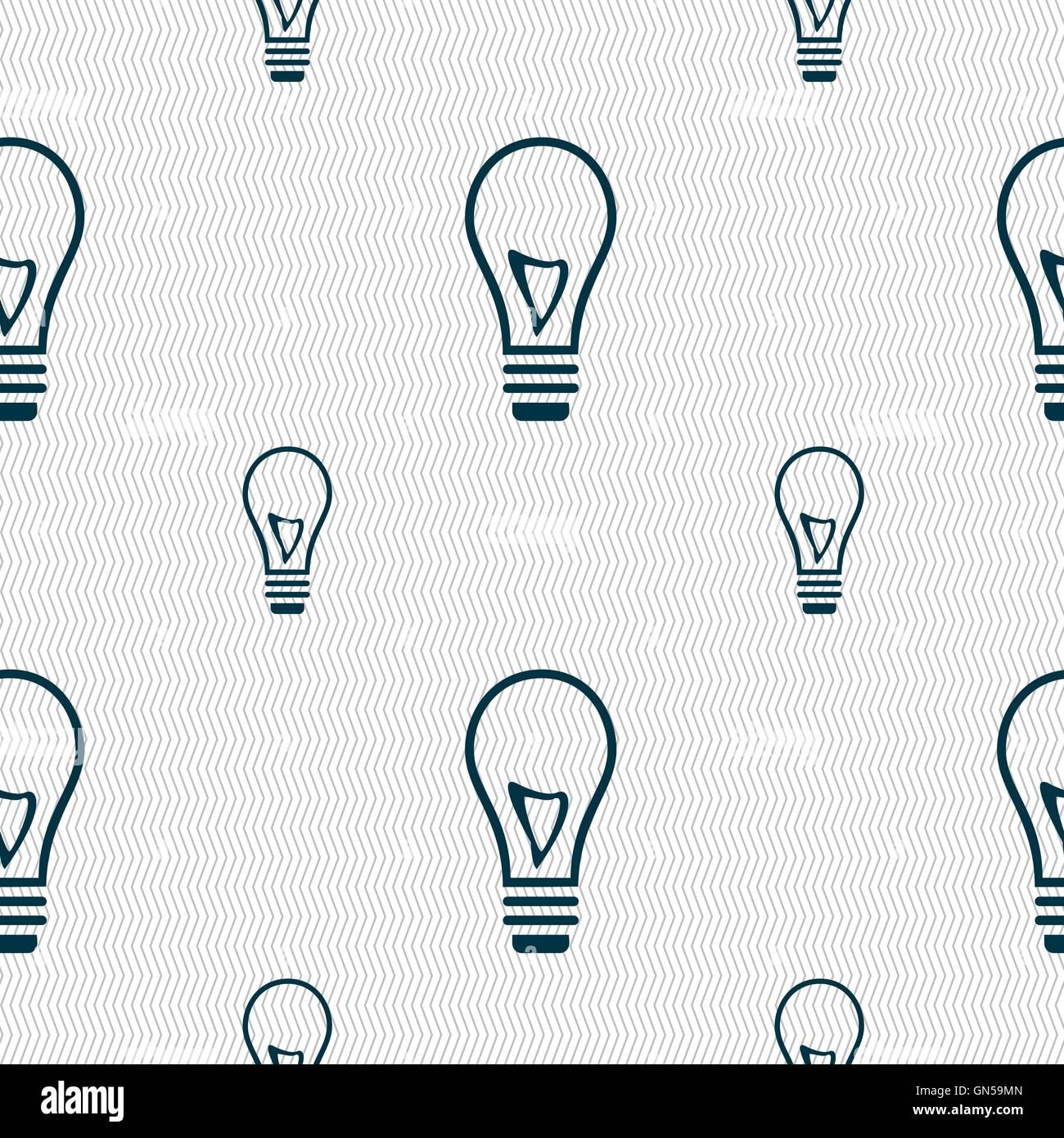 Light bulb icon sign. Seamless pattern with geometric texture. Vector ...