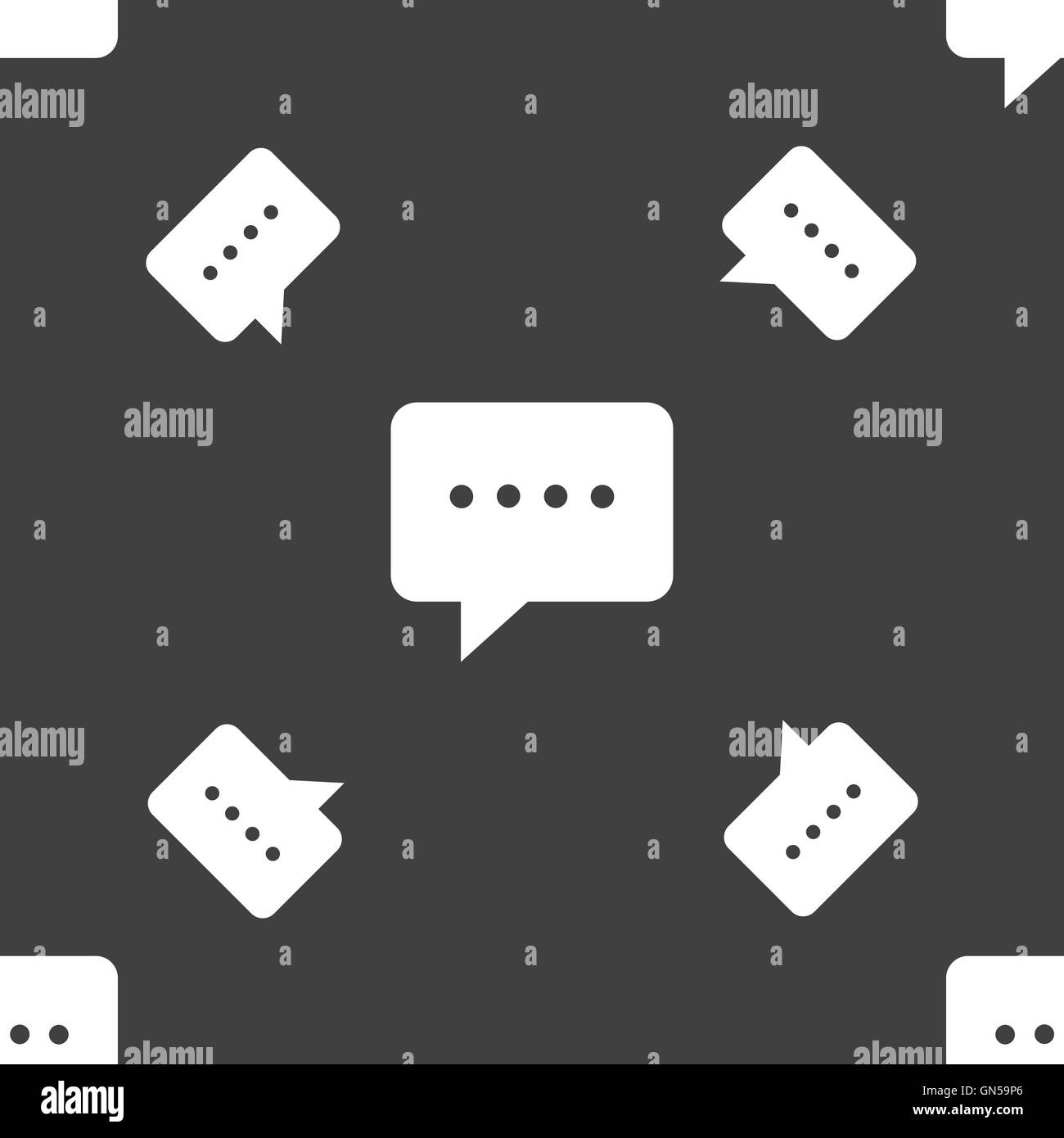 Speech bubbles icon sign. Seamless pattern on a gray background. Vector ...