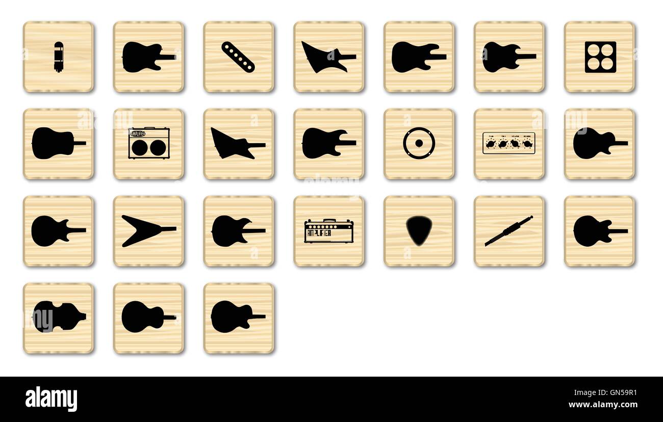 Wooden board icons set Stock Vector Images - Alamy