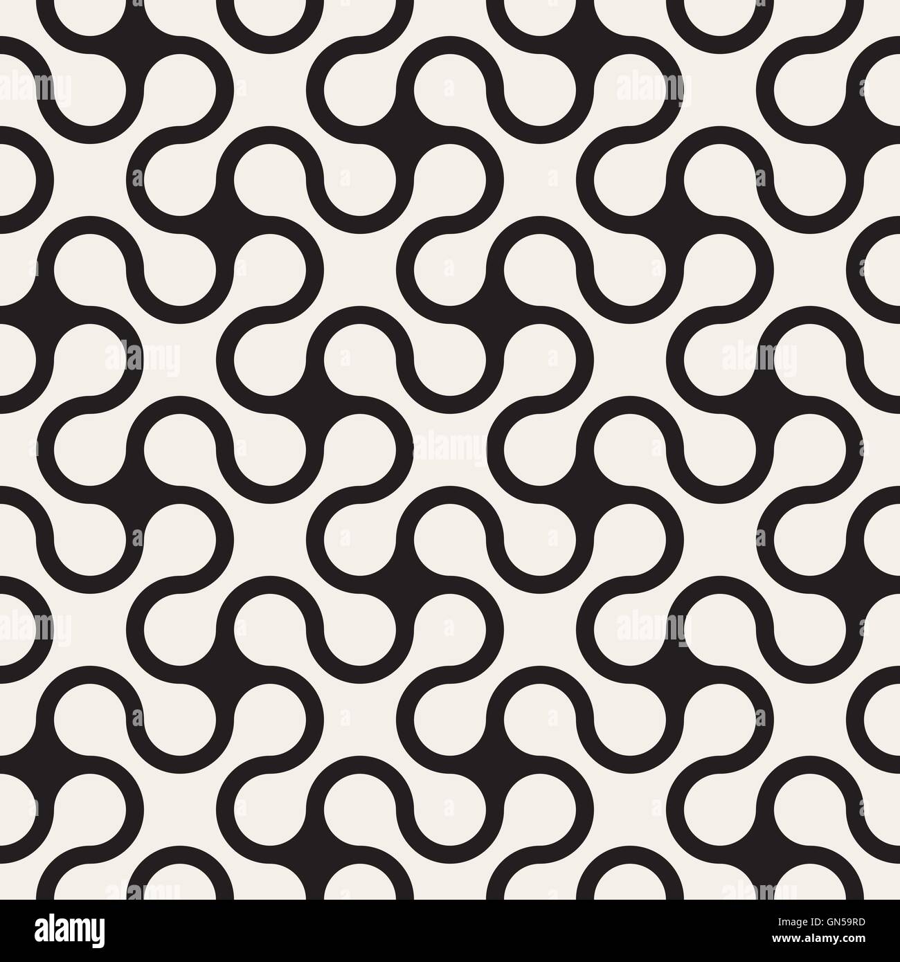 Vector Seamless Black and White Rounded Line Spiral Cross Pattern Stock ...