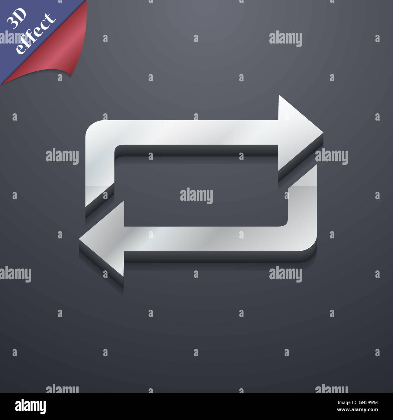 repeat icon symbol. 3D style. Trendy, modern design with space for your ...