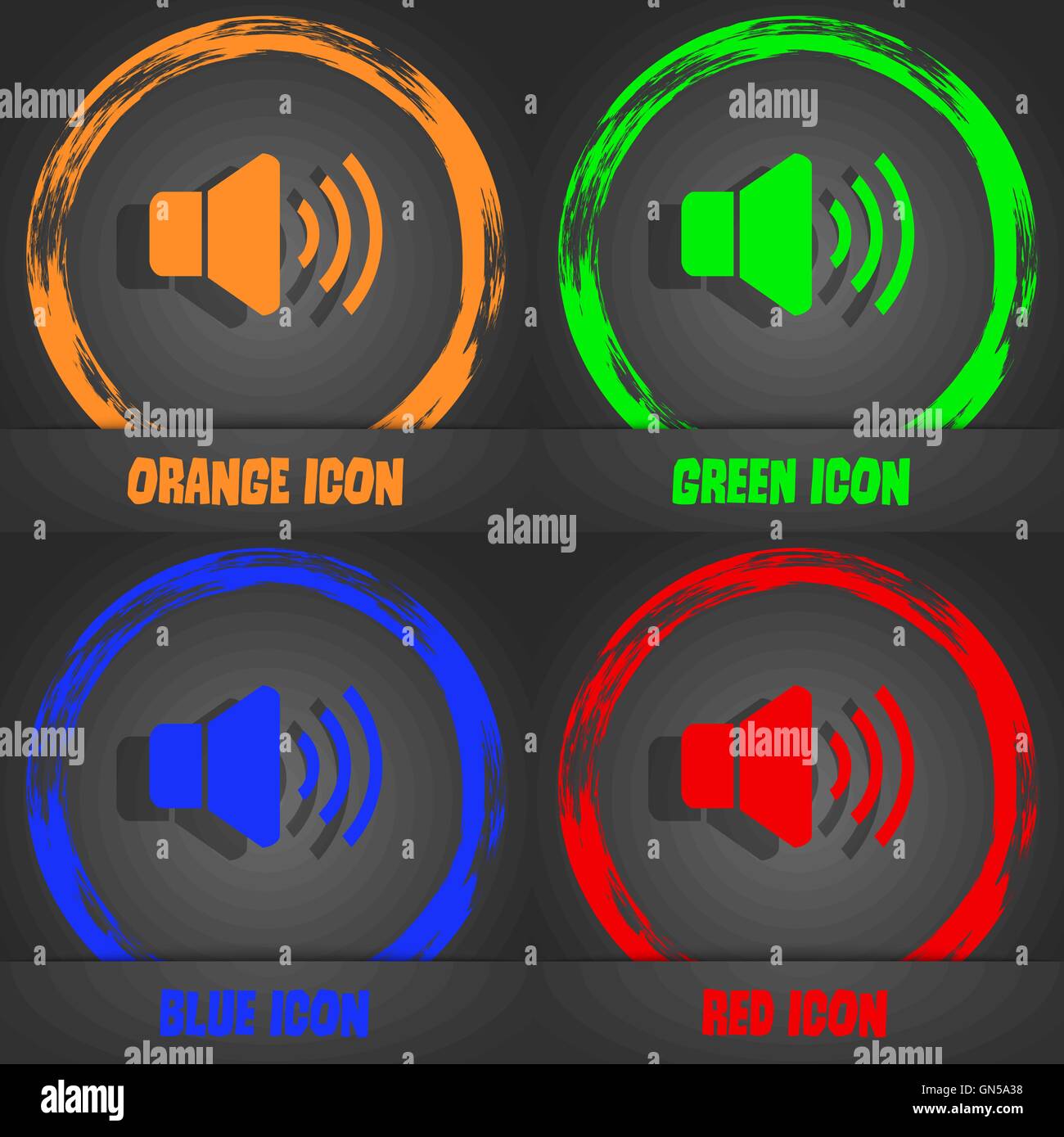 Speaker volume icon. Fashionable modern style. In the orange, green ...