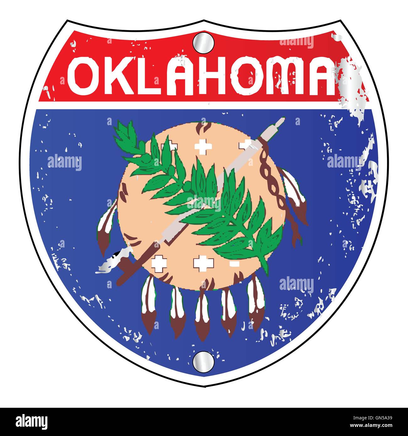 Oklahoma Flag Icons As Interstate Sign Stock Vector Image & Art - Alamy