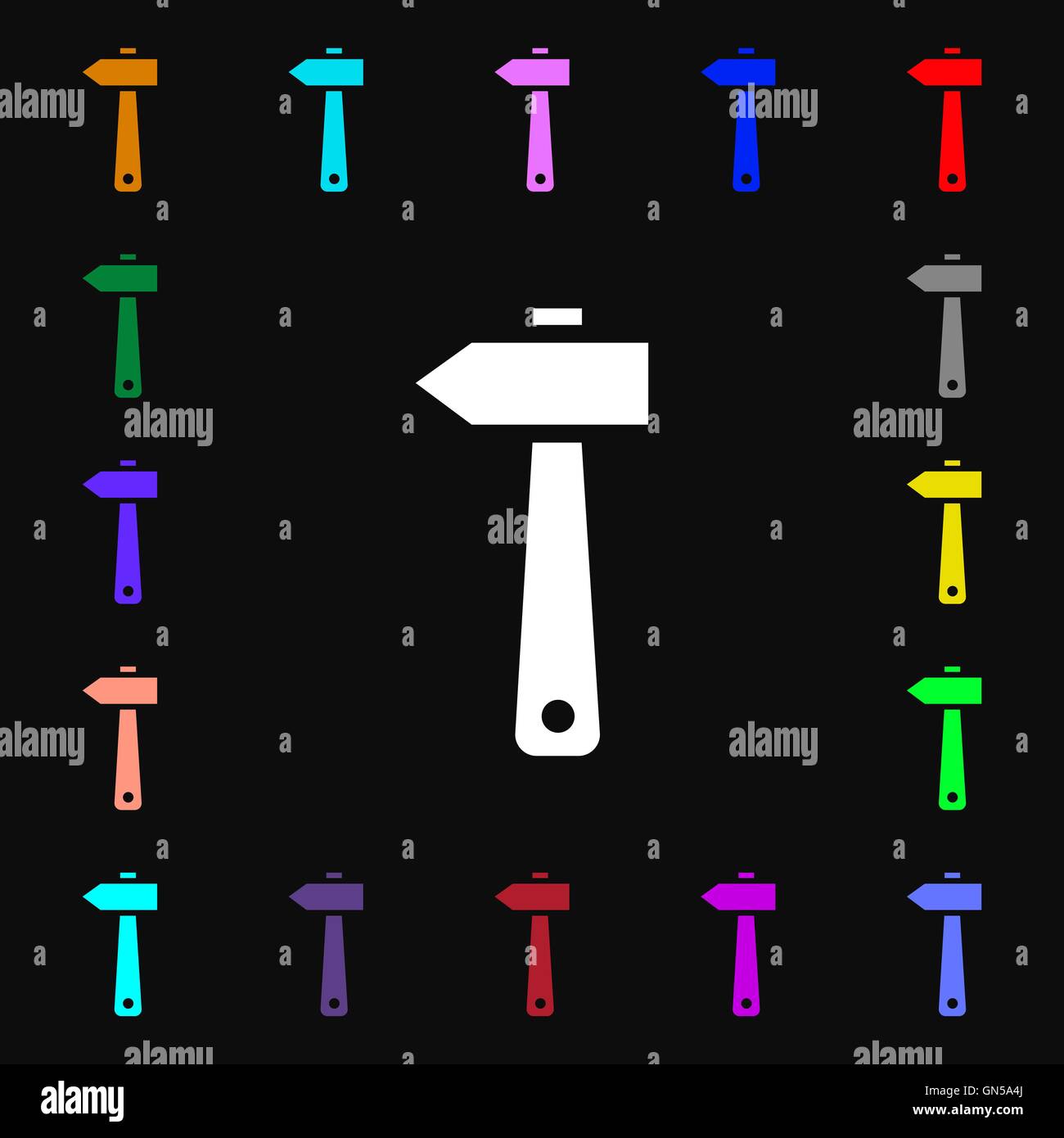 hammer icon sign. Lots of colorful symbols for your design. Vector ...