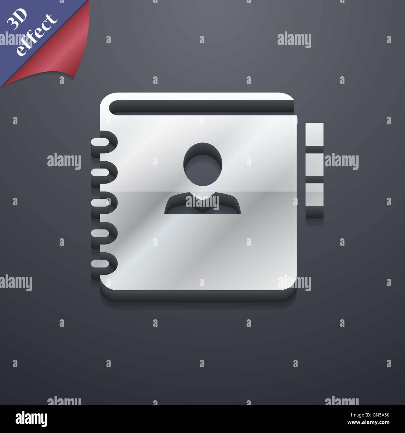 Notebook, address, phone book icon symbol. 3D style. Trendy, modern ...