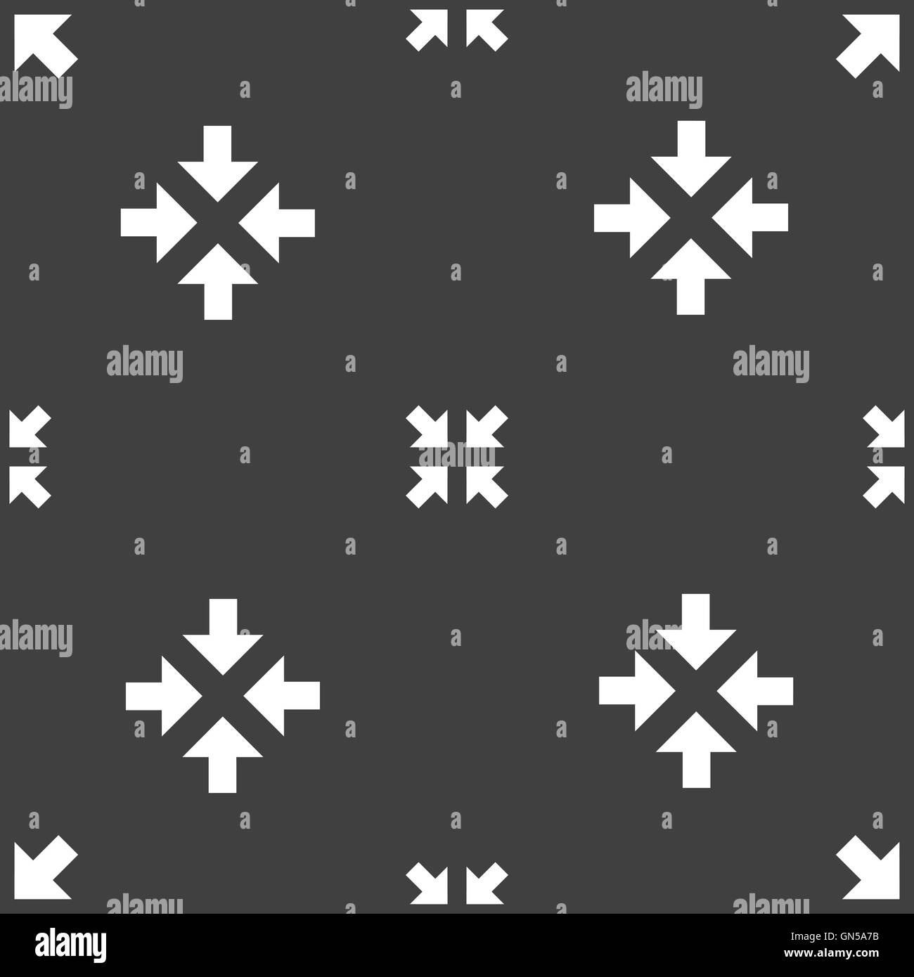 Exit full screen icon sign. Seamless pattern on a gray background ...