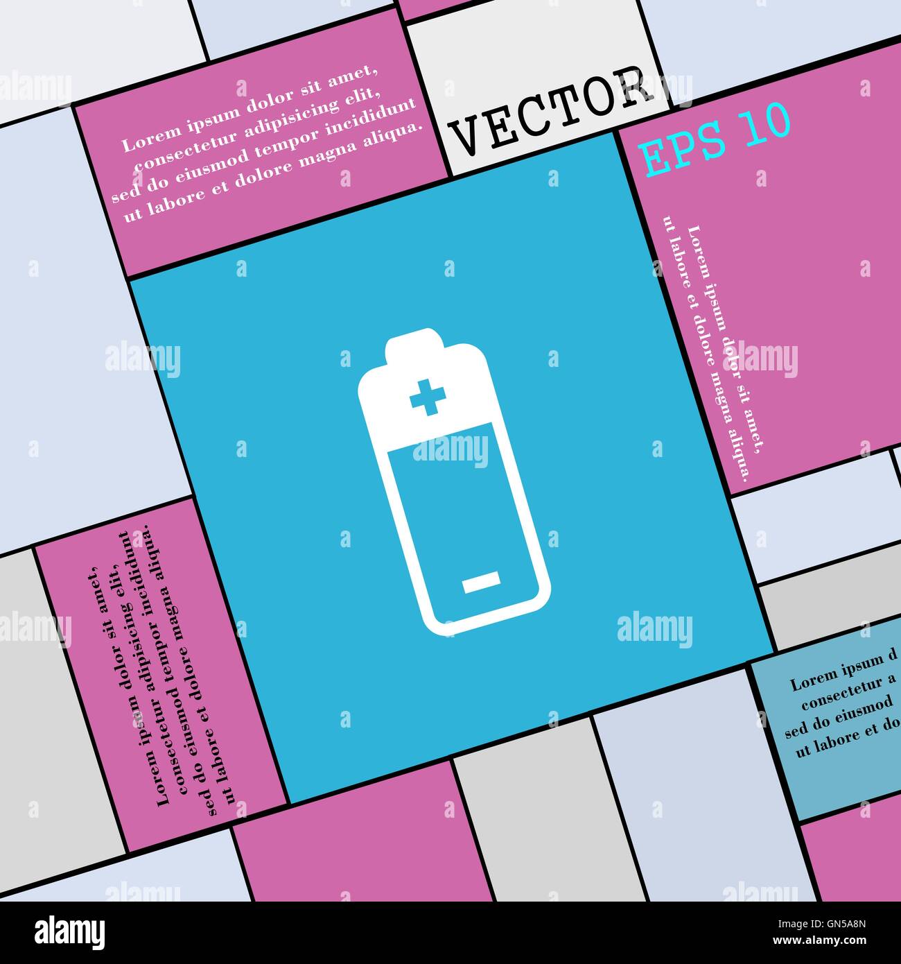 Battery blue flat design Stock Vector Images - Alamy