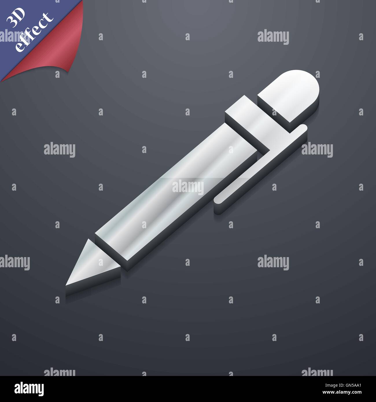 pen icon symbol. 3D style. Trendy, modern design with space for your ...