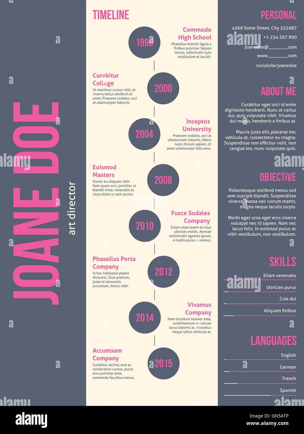 Pink gray modern resume cv template design Stock Vector Image & Art - Alamy