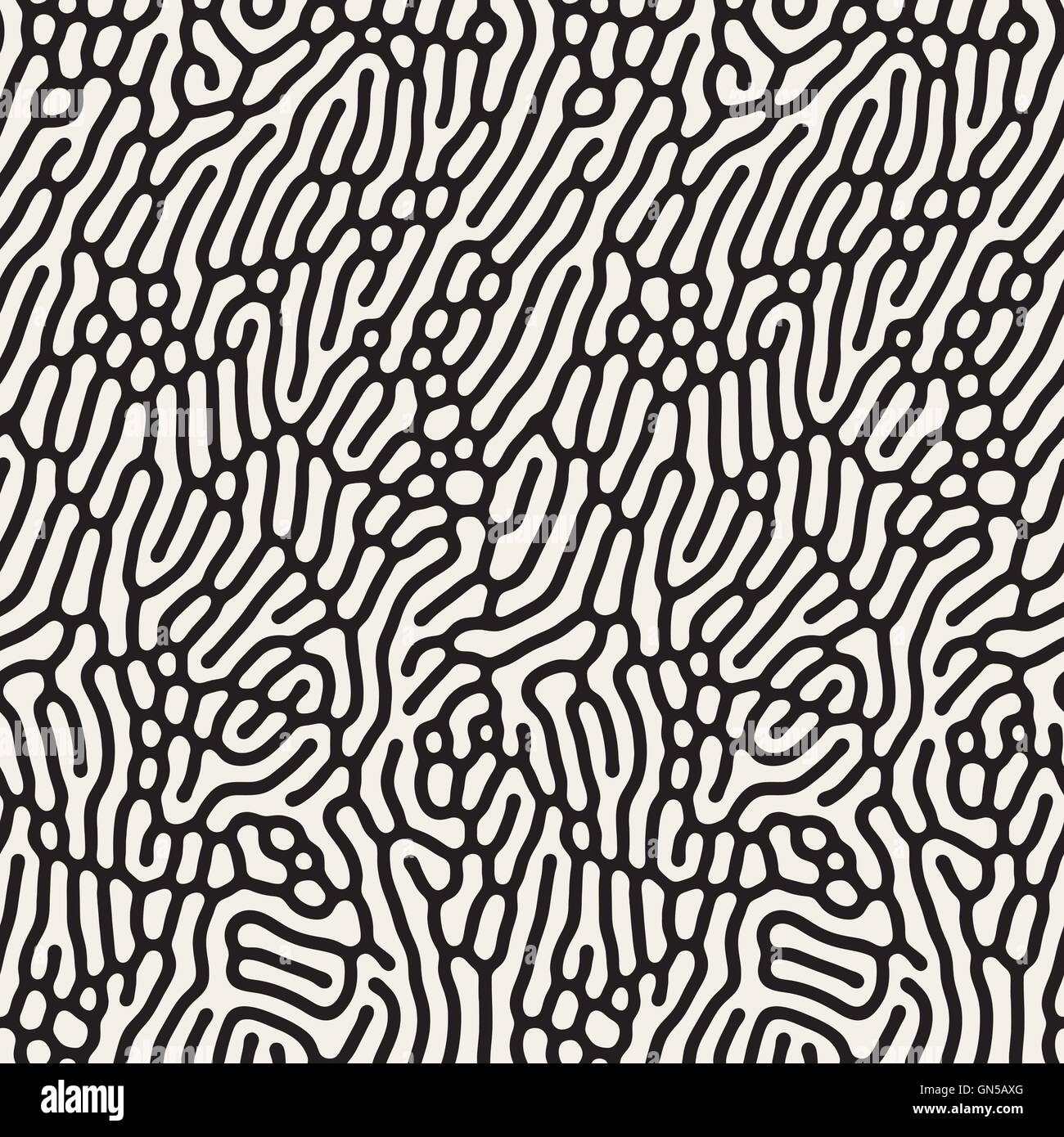 Vector Seamless Black and White Wavy Organic Rounded Line Maze Coral ...