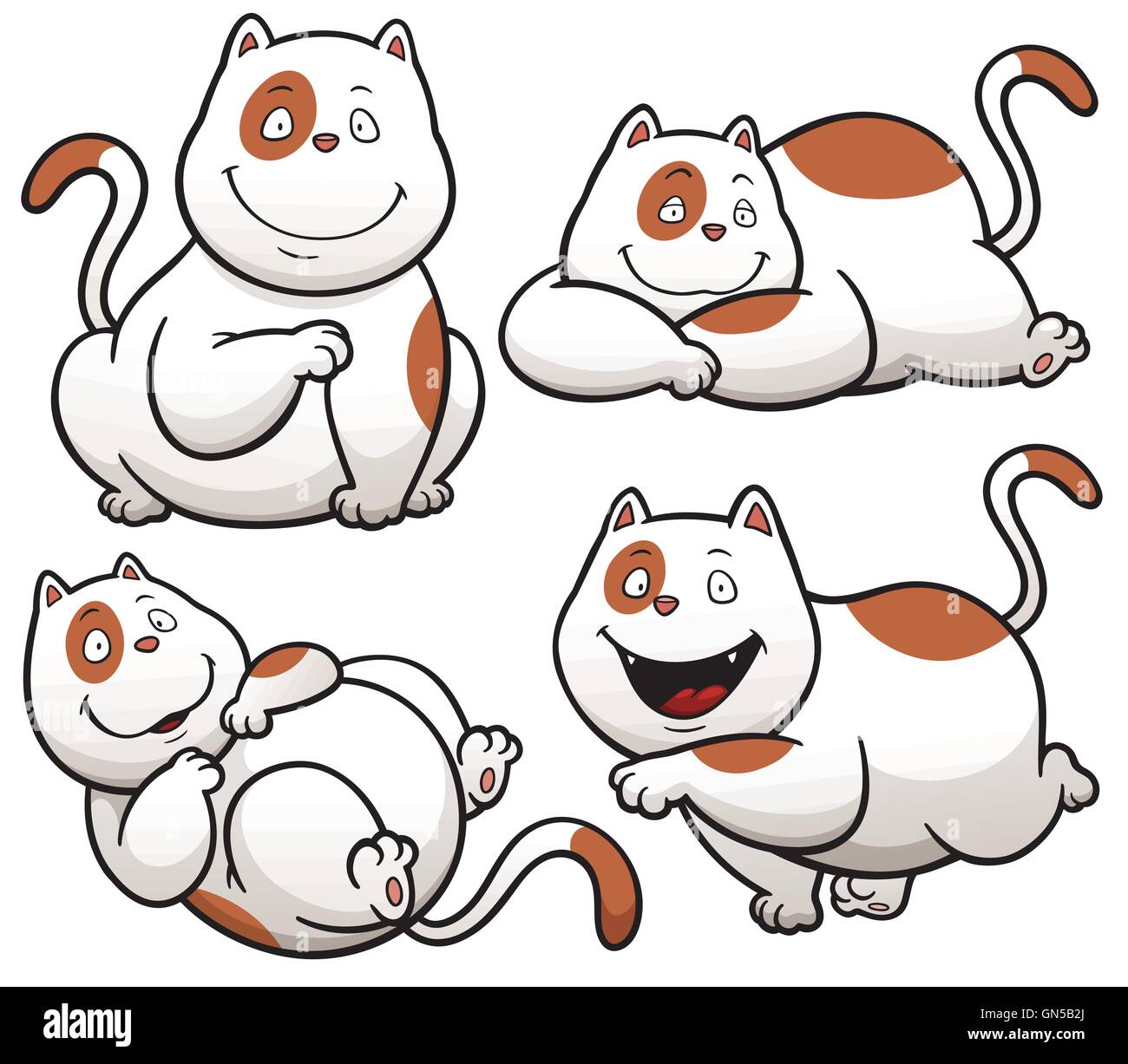 Vector illustration of Cat Cartoon Character Set Stock Vector Image ...