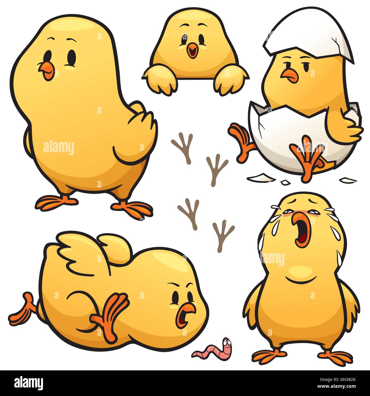 Vector illustration of Little Chick Character Set Stock Vector Image ...