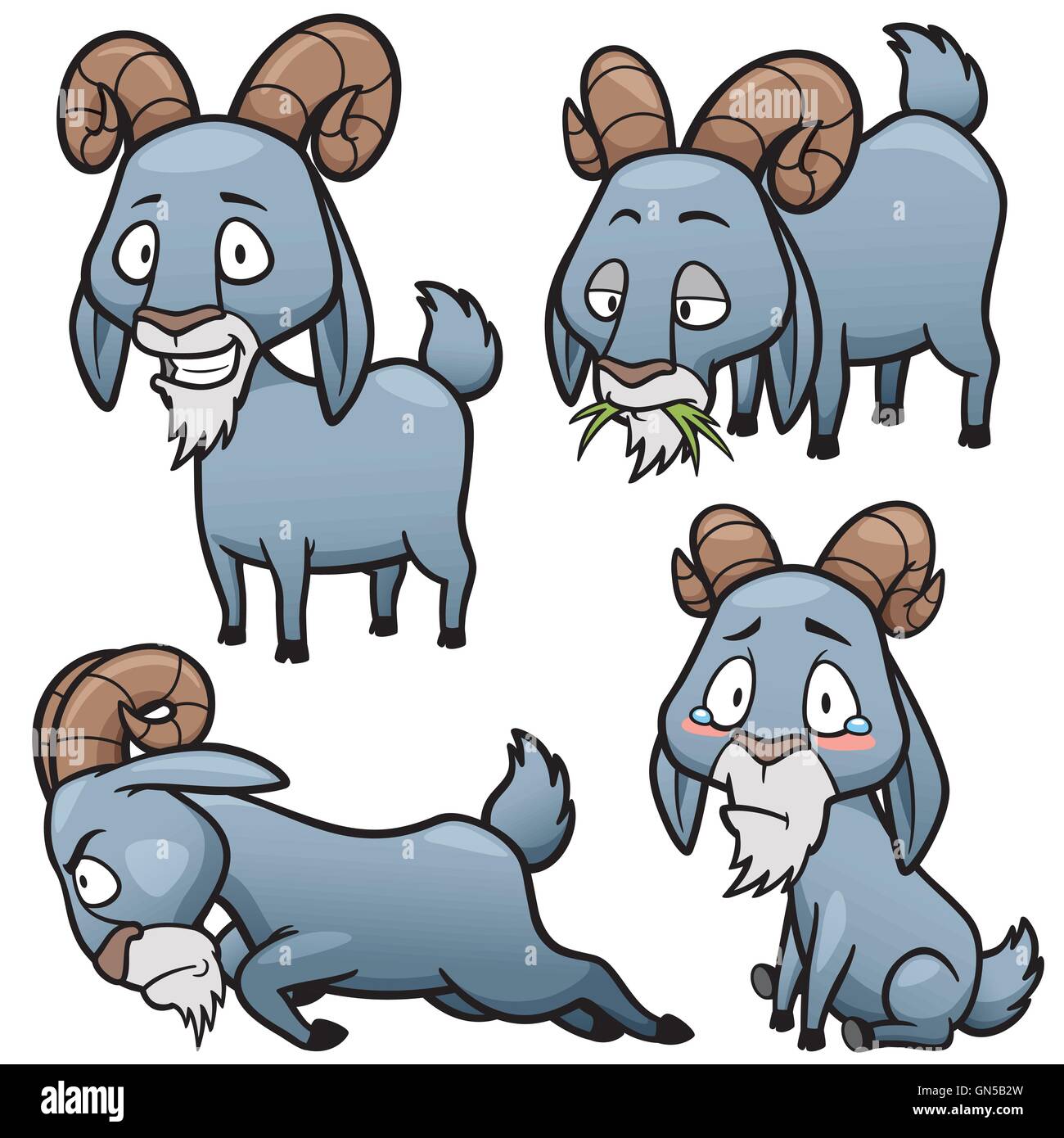 Vector illustration of Cartoon Goat Character Set Stock Vector Image ...