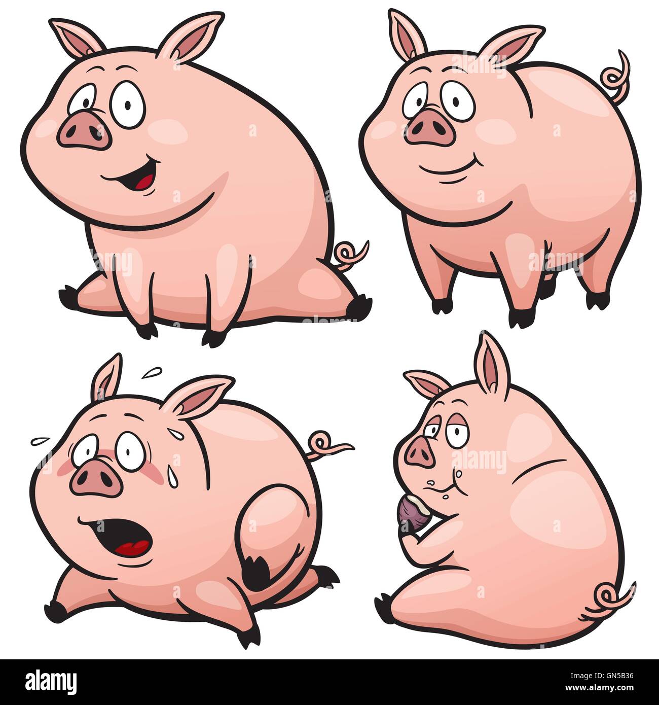 Vector illustration of Cartoon Pig Character Set Stock Vector Image ...