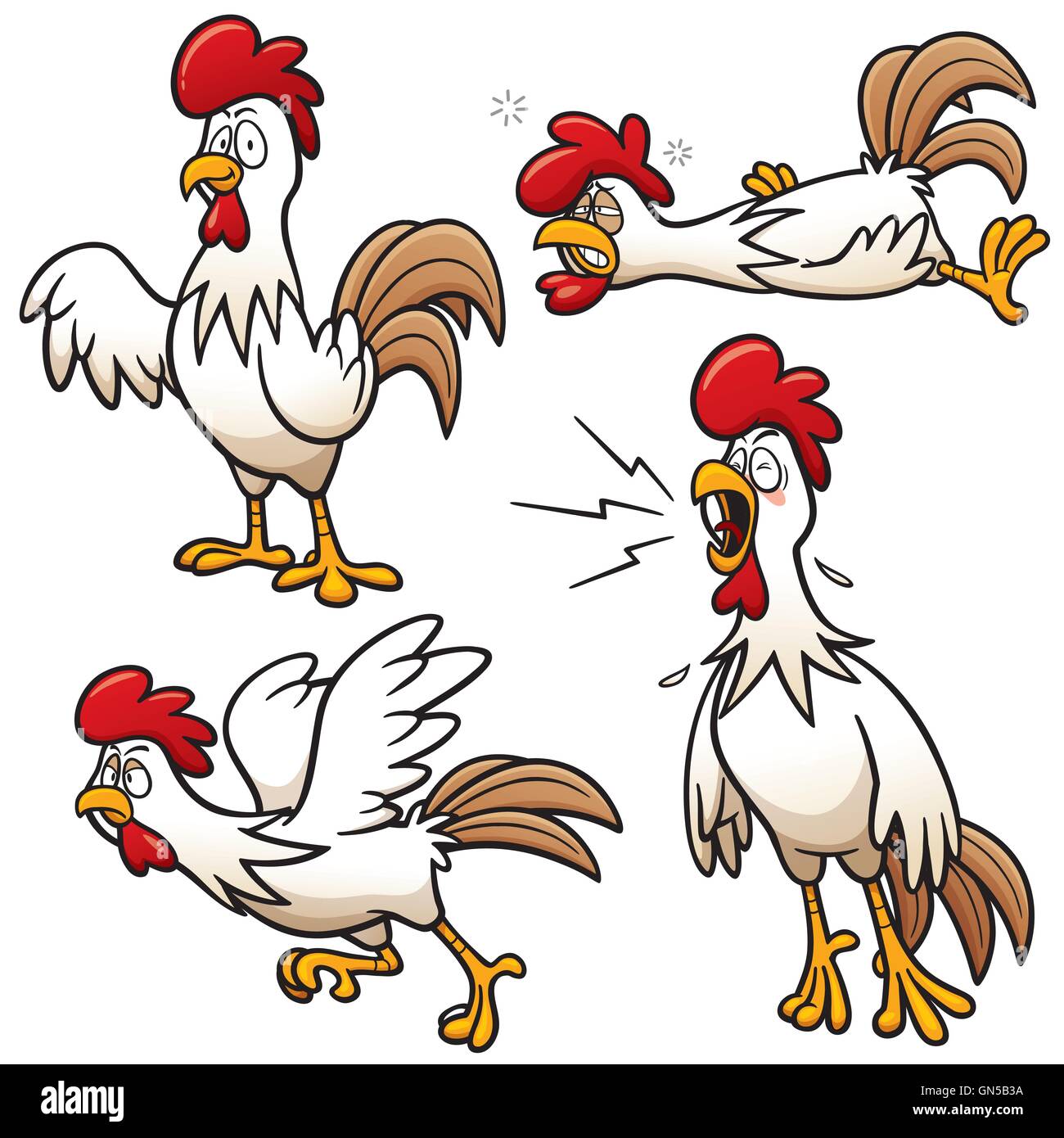 Vector illustration of Cartoon Chicken Character Set Stock Vector Image ...