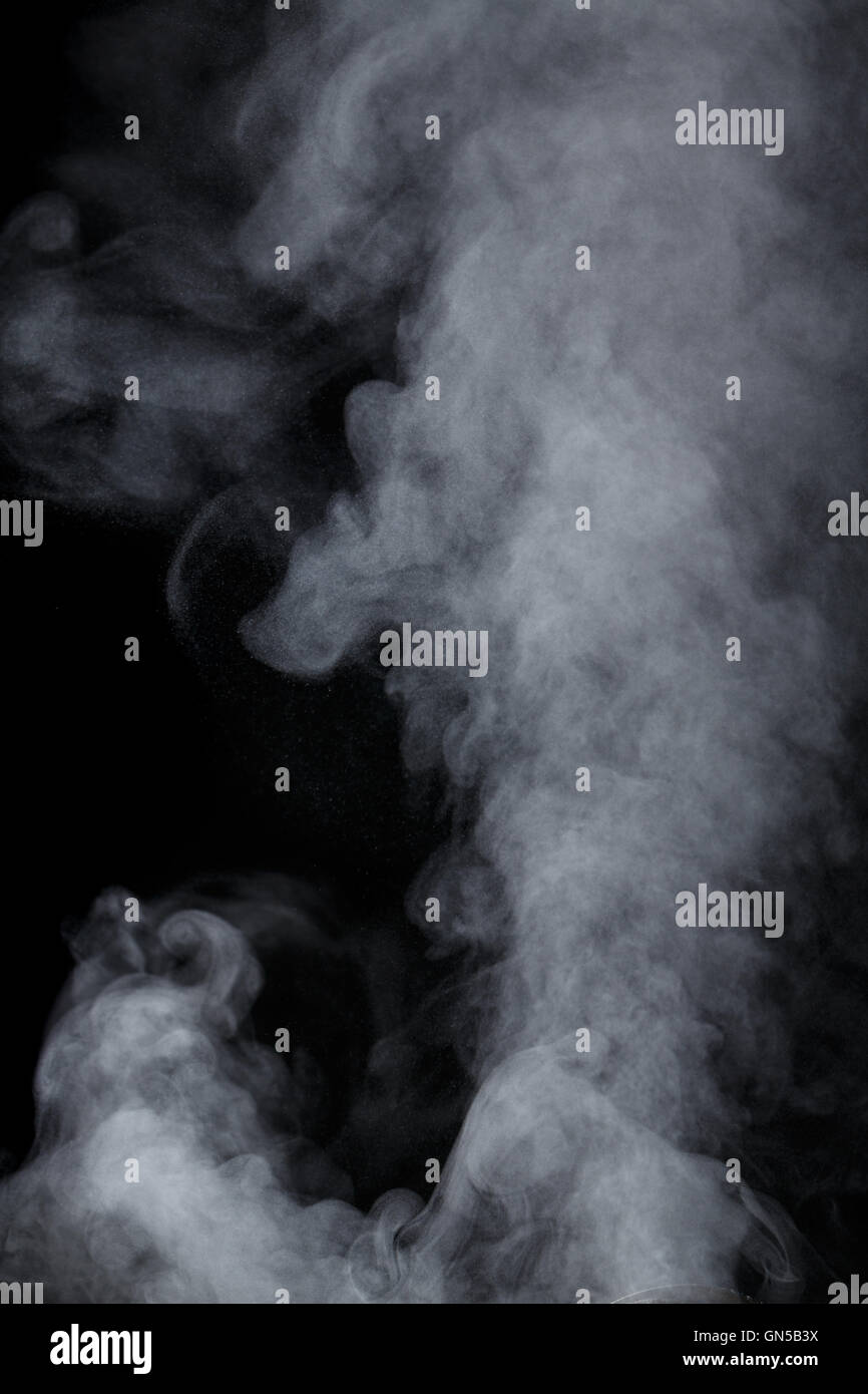 Abstract white water vapor on a black background. Texture. Design ...