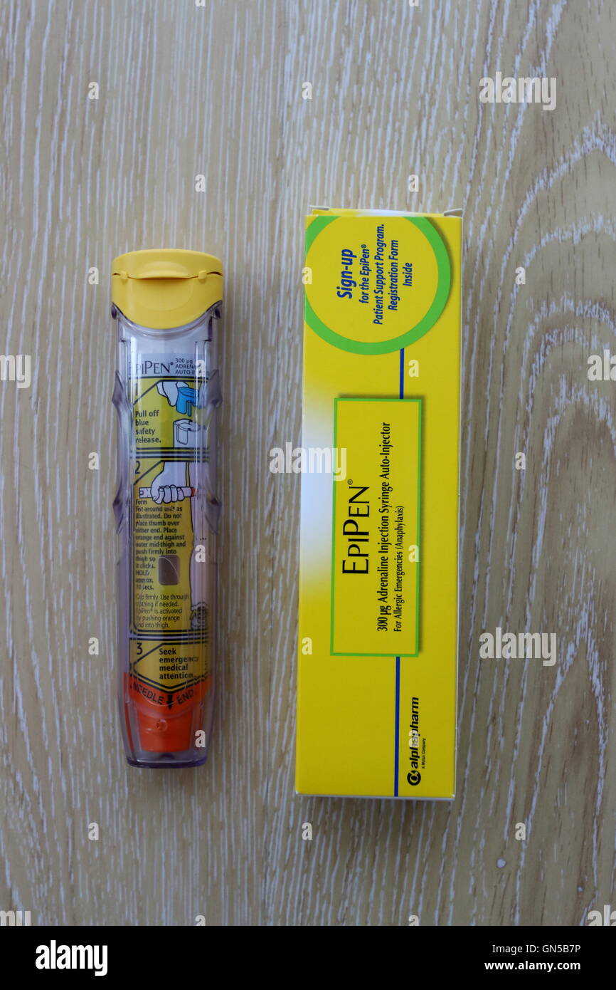 Close up image of adult EpiPen - Adrenalin injection for Anaphylaxis ...