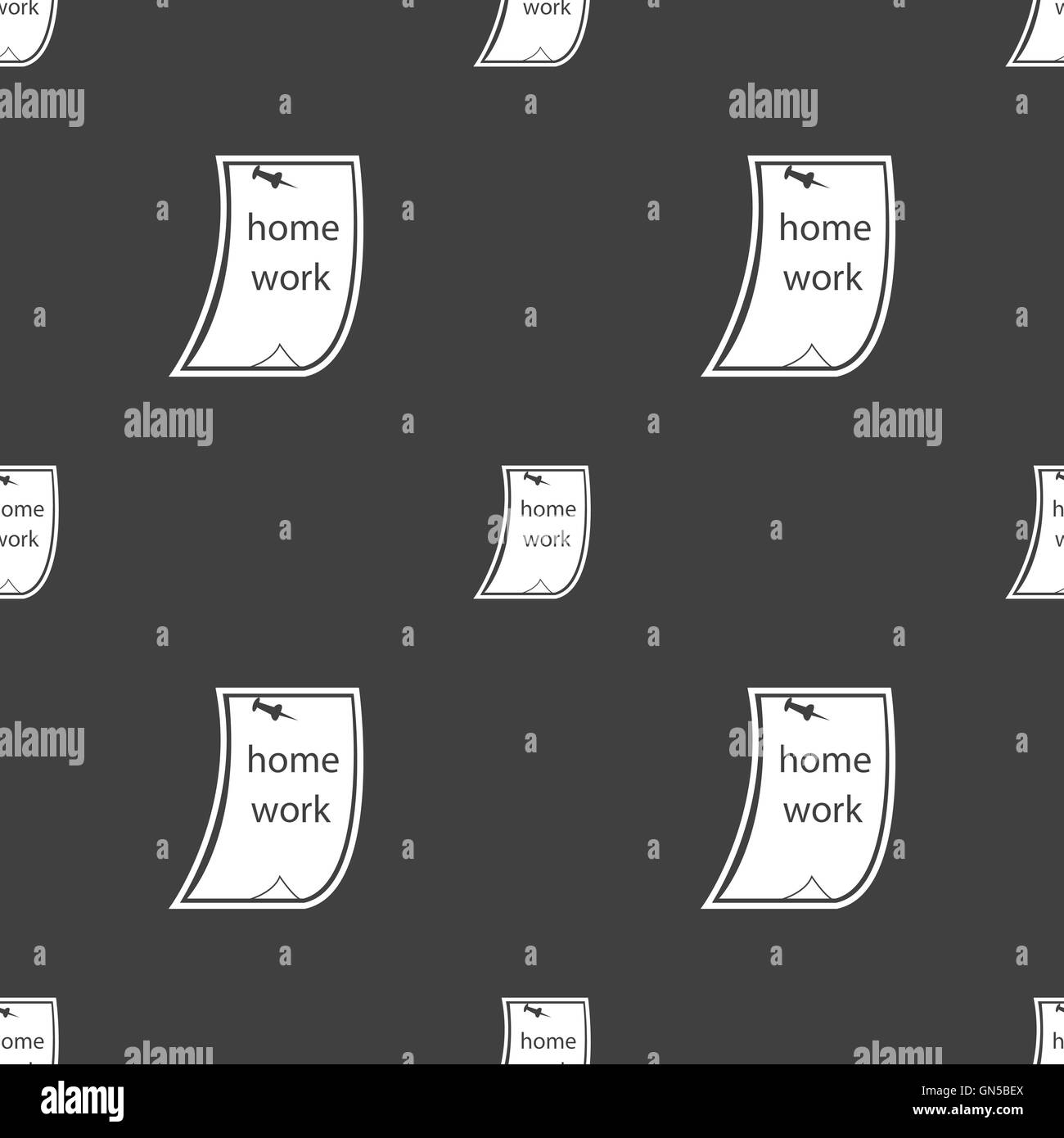 Homework icon sign. Seamless pattern on a gray background. Vector Stock ...
