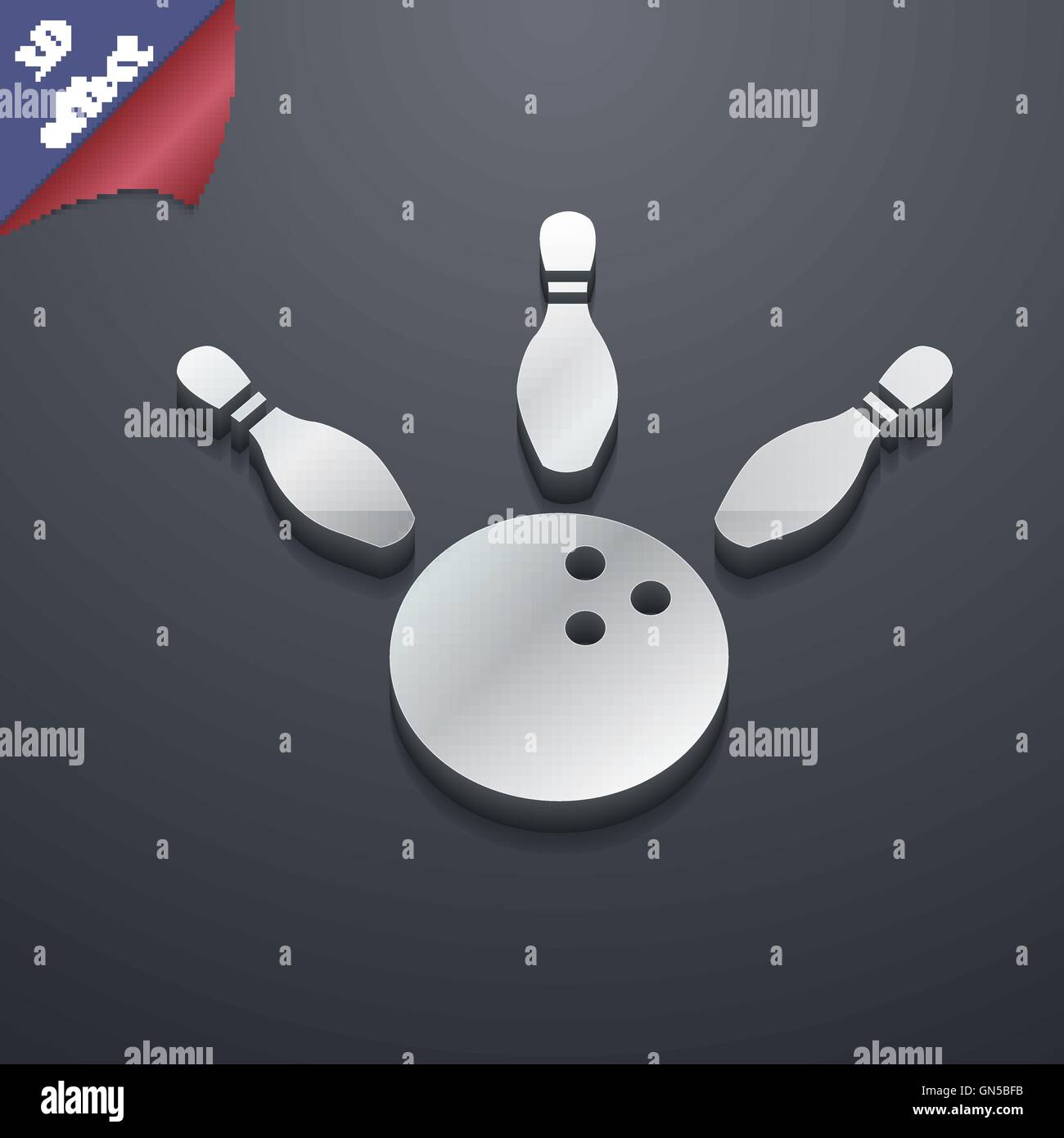 bowling icon symbol. 3D style. Trendy, modern design with space for ...