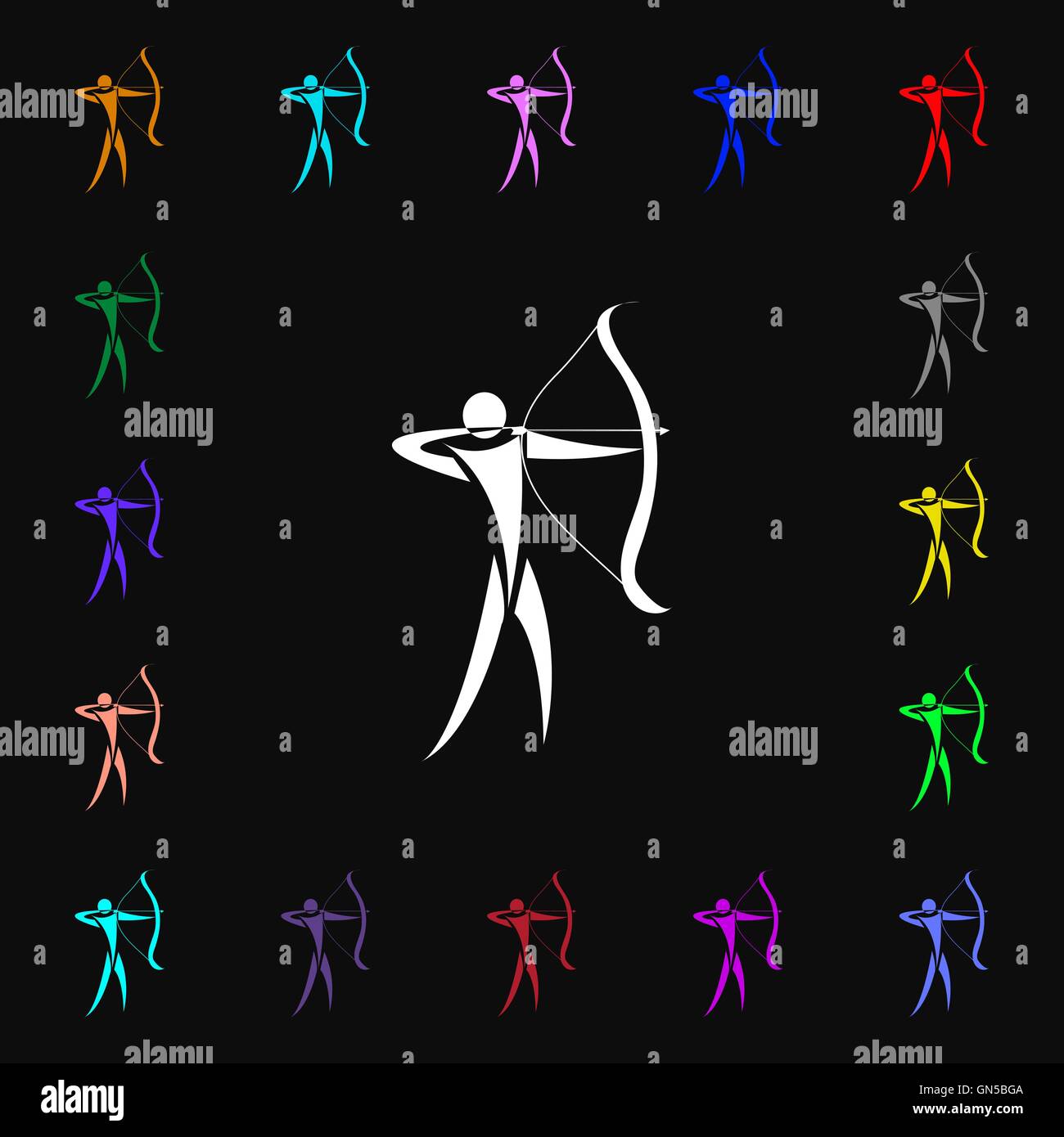 Archery icon sign. Lots of colorful symbols for your design. Vector ...