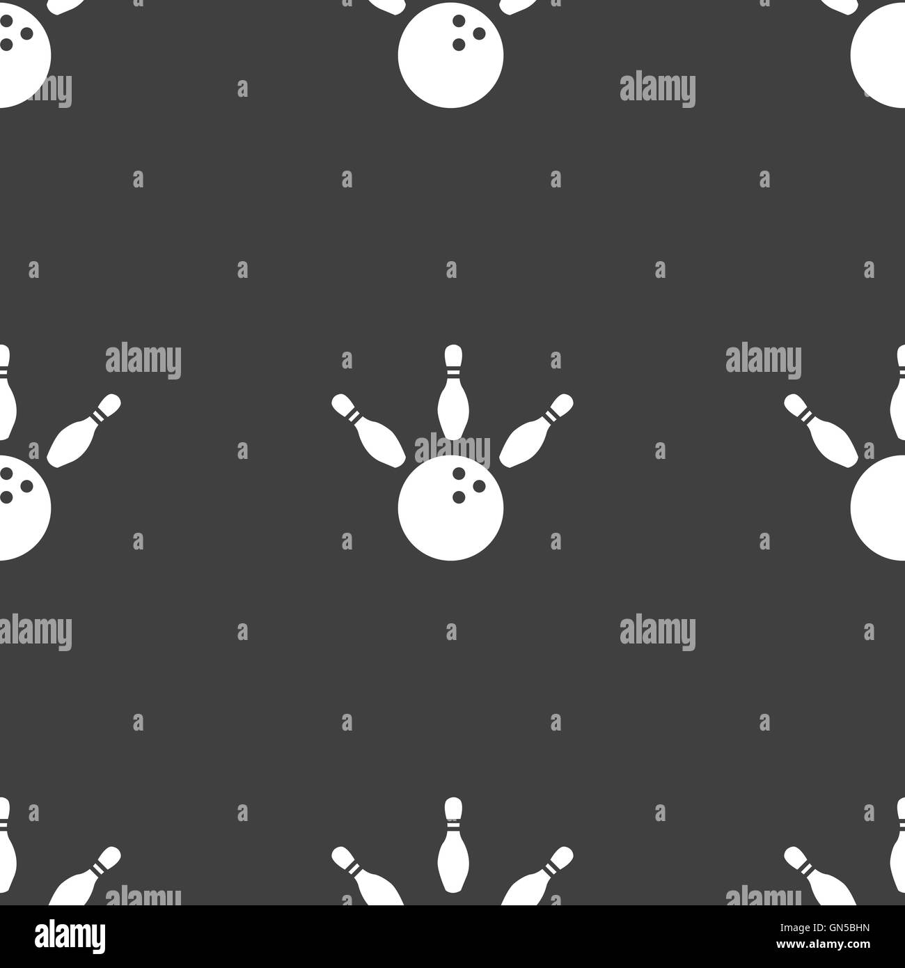 bowling icon sign. Seamless pattern on a gray background. Vector Stock ...