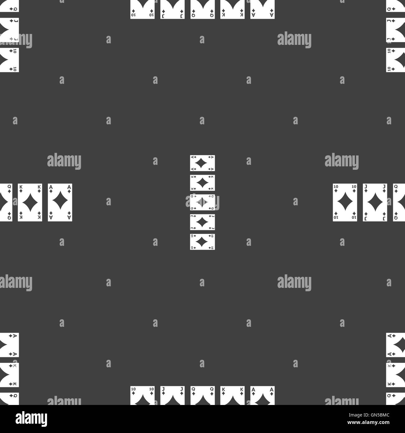 A royal straight flush playing cards poker hand in hearts icon sign ...