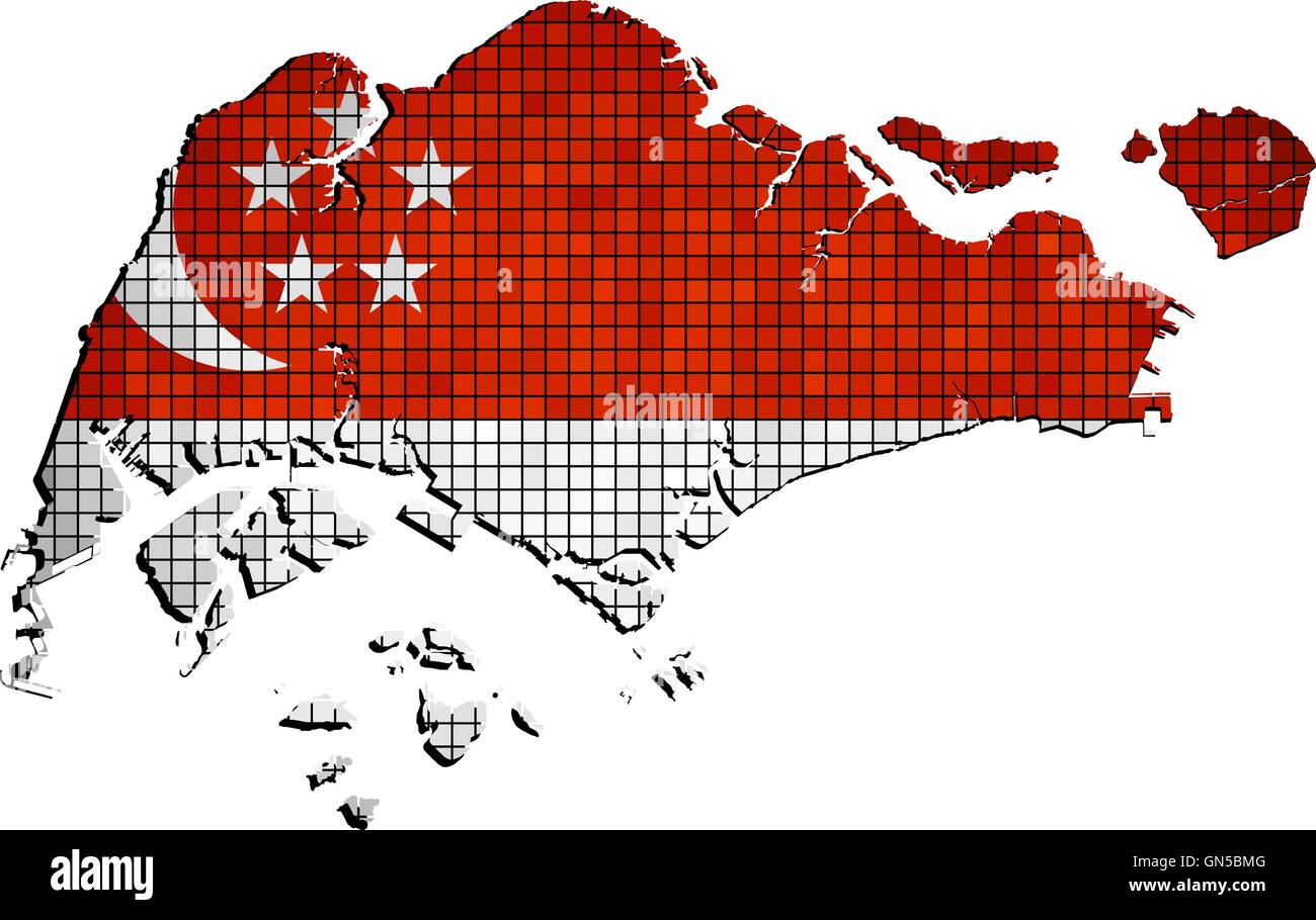Singapore flag in map hi-res stock photography and images - Alamy