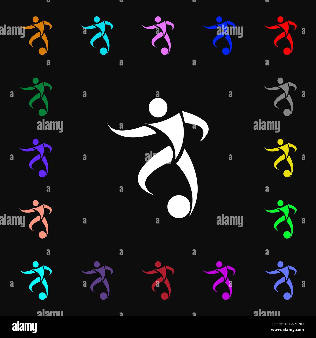 football player icon sign. Lots of colorful symbols for your design ...