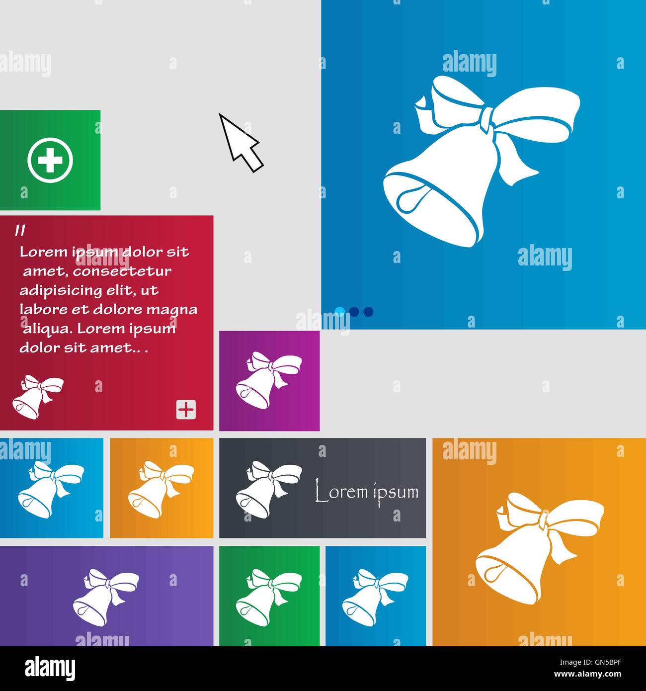 bell icon sign. buttons. Modern interface website buttons with cursor pointer. Vector Stock ...