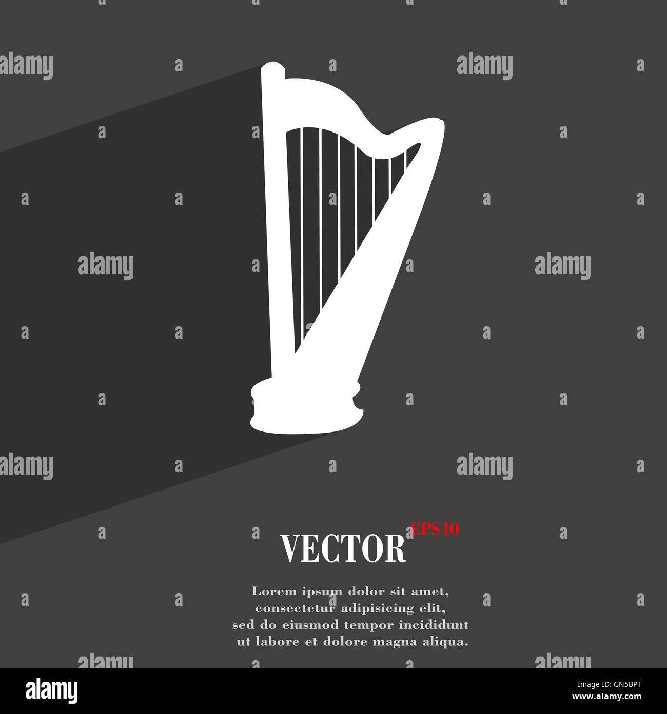 harp symbol Flat modern web design with long shadow and space for your ...