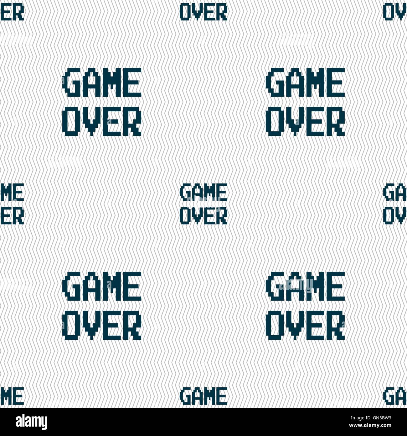 Game over concept icon sign. Seamless pattern with geometric texture ...