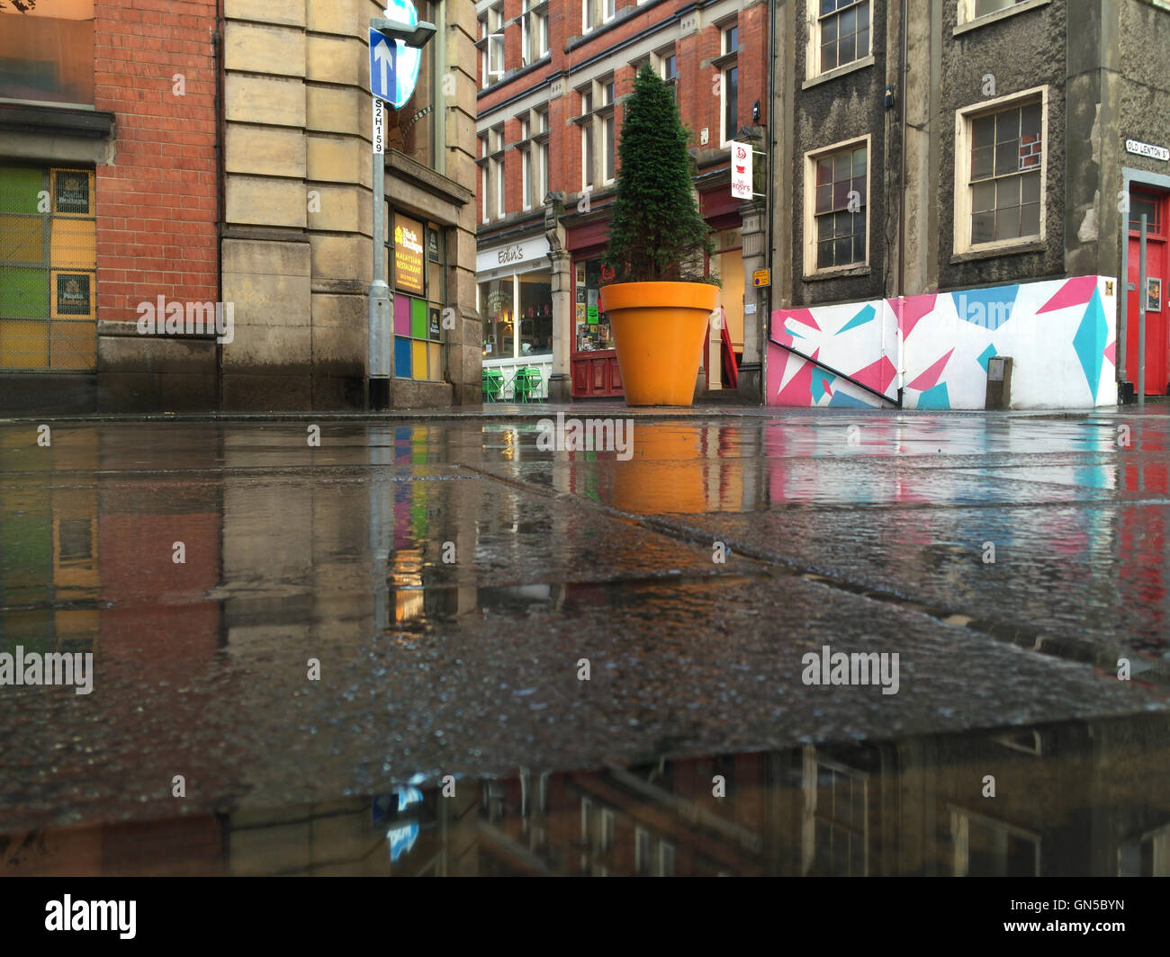 Broad Street, Nottingham, on a very rainy summer day Stock Photo - Alamy