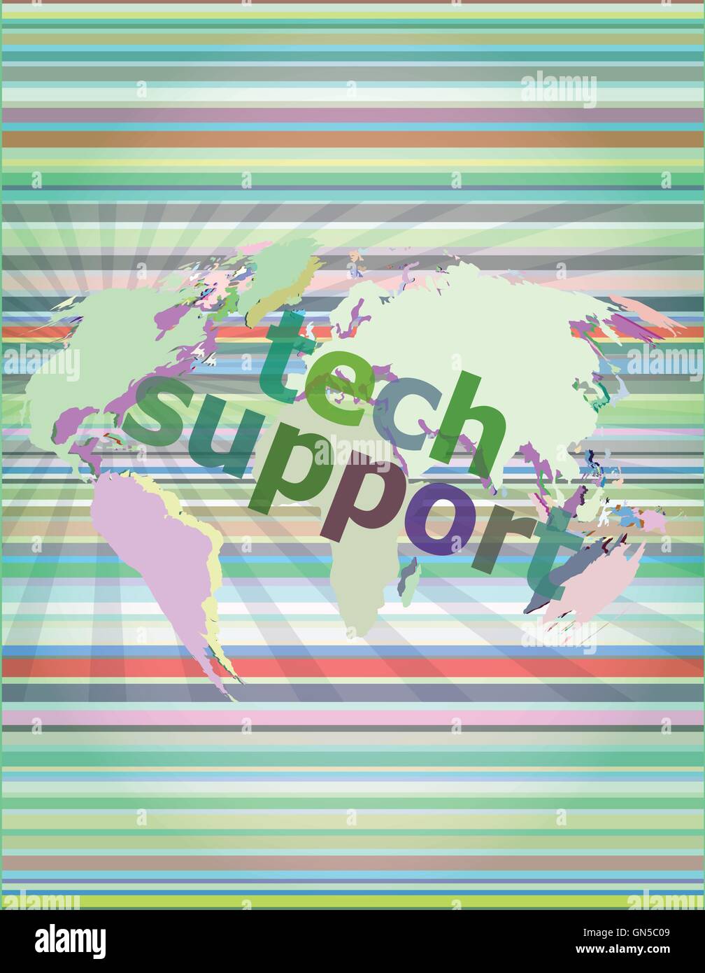 tech support text on digital touch screen - business concept vector ...