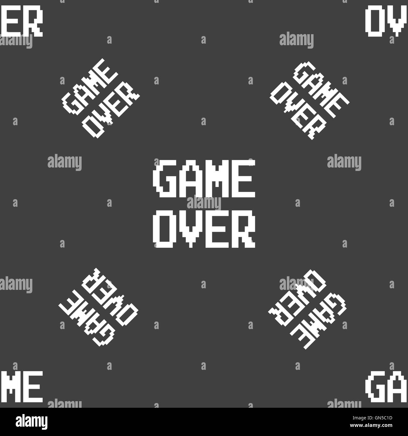 Game over concept icon sign. Seamless pattern on a gray background ...