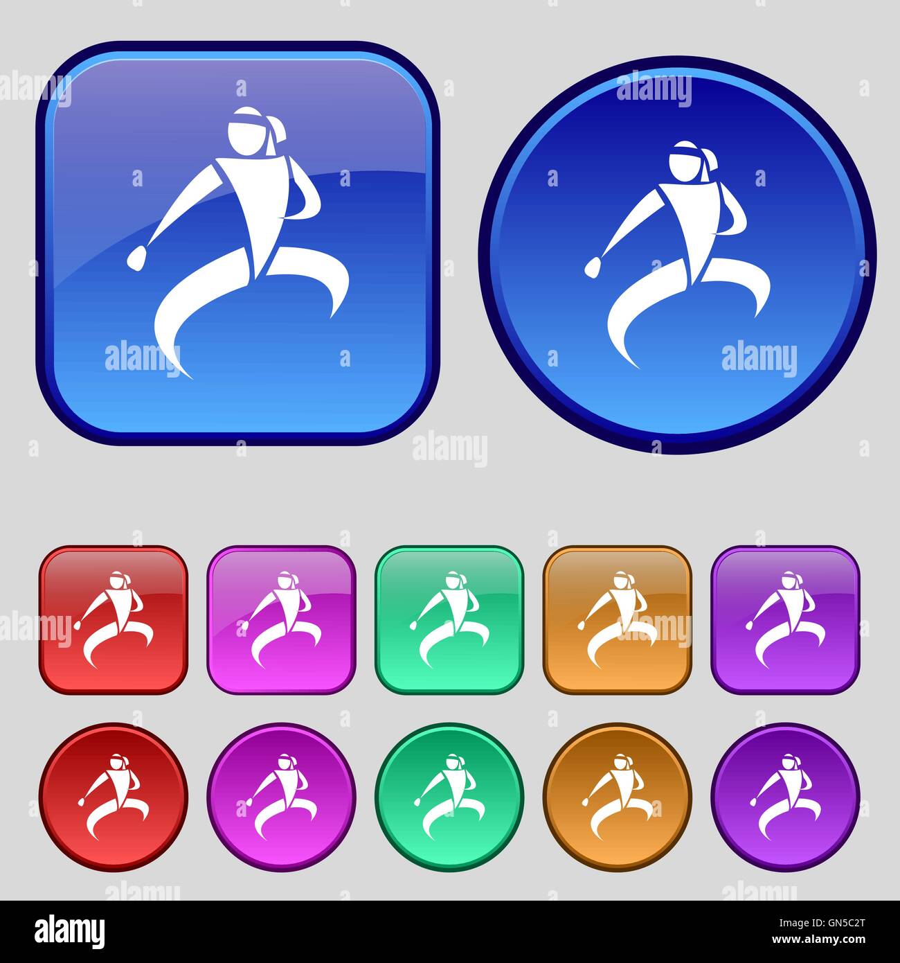Karate kick icon sign. A set of twelve vintage buttons for your design ...