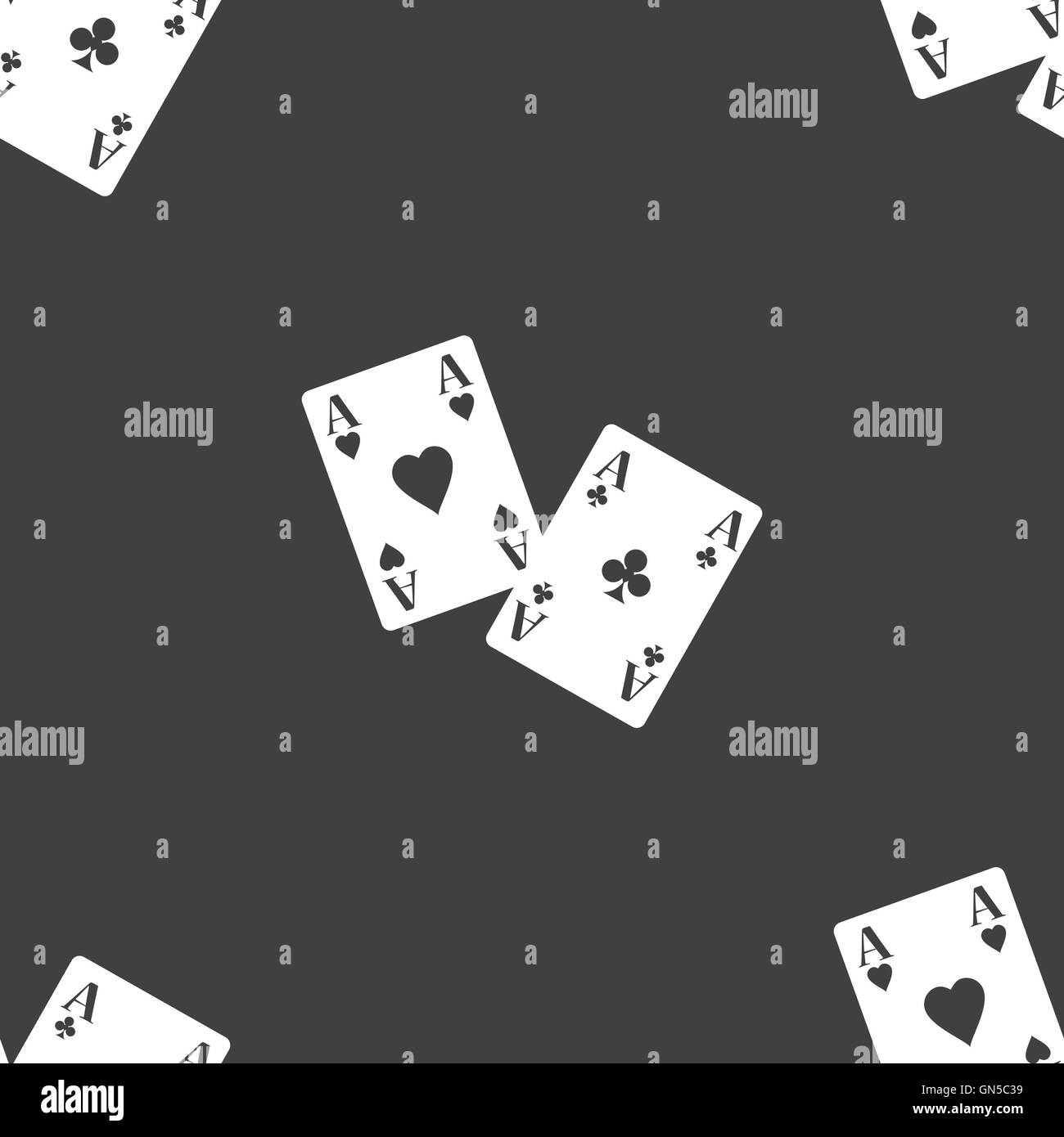 Two Aces icon sign. Seamless pattern on a gray background. Vector Stock ...