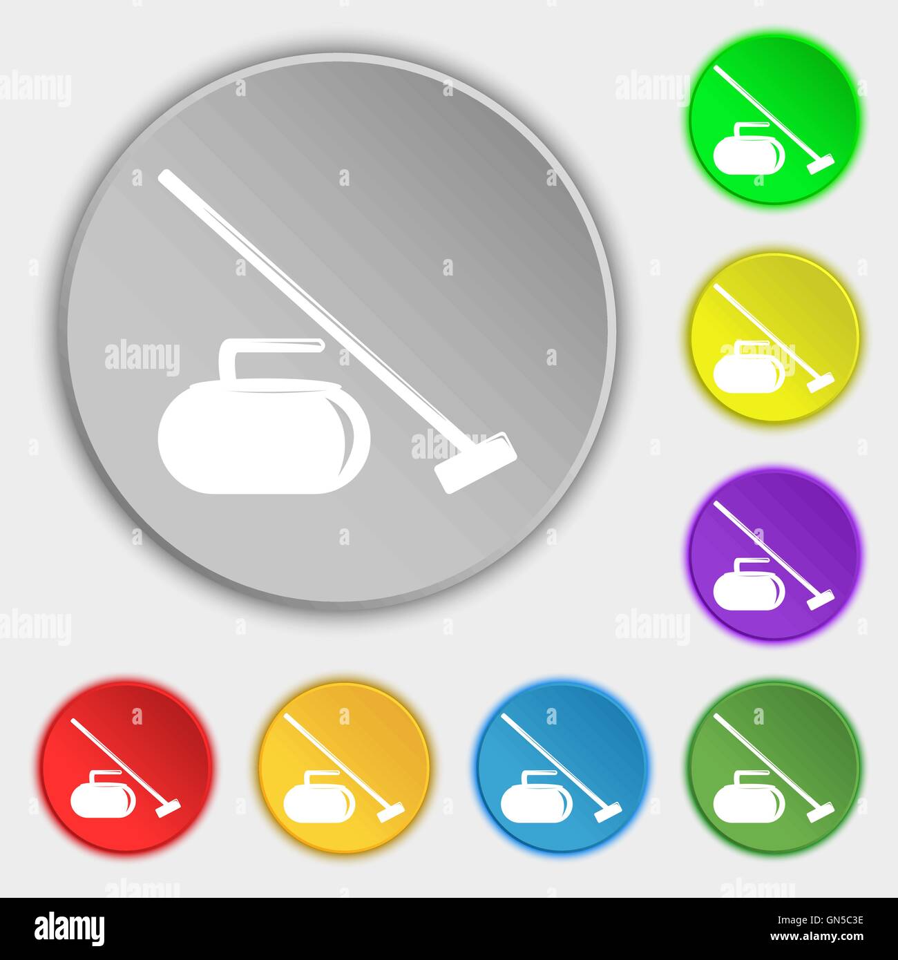The stone for curling icon sign. Symbol on eight flat buttons. Vector Stock Vector Image & Art ...