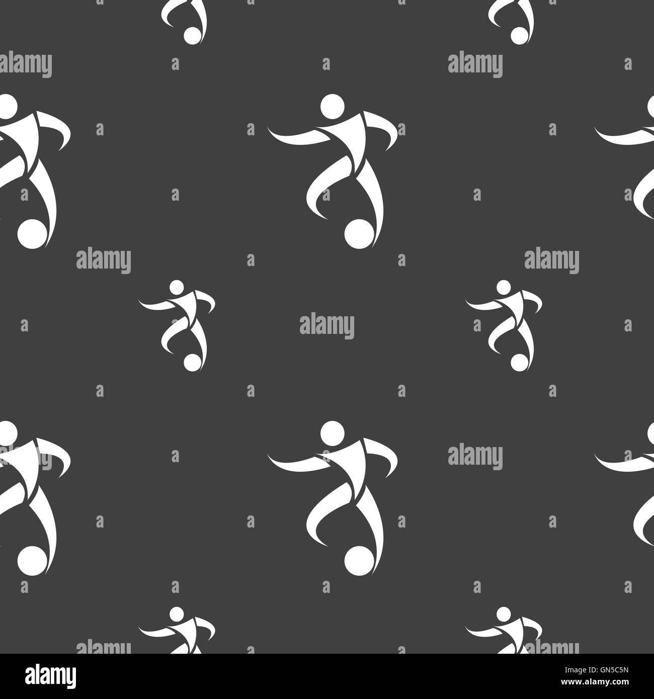 football player icon sign. Seamless pattern on a gray background ...