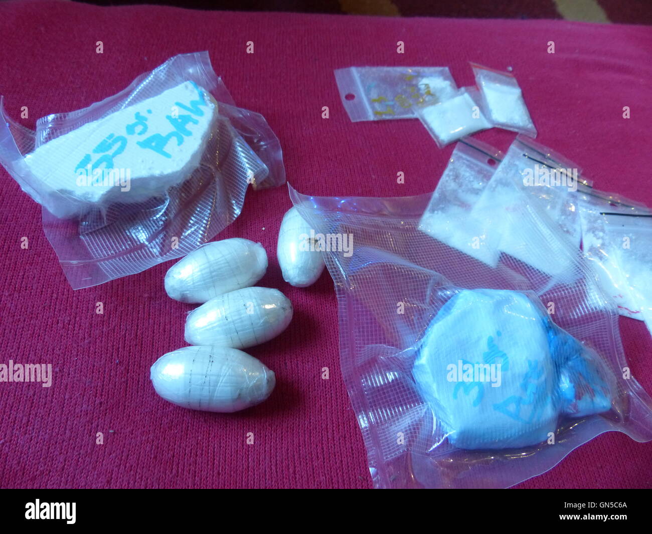 Cocaine egg which was swallowed by the smuggler, or mule, and later ...