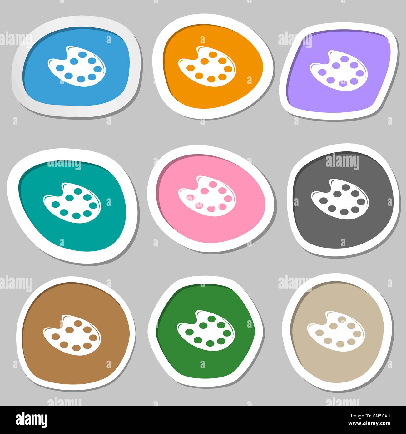 Paint with palette symbols. Multicolored paper stickers. Vector Stock ...