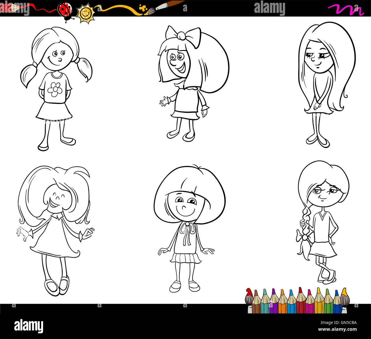 Group girls book Stock Vector Images - Alamy